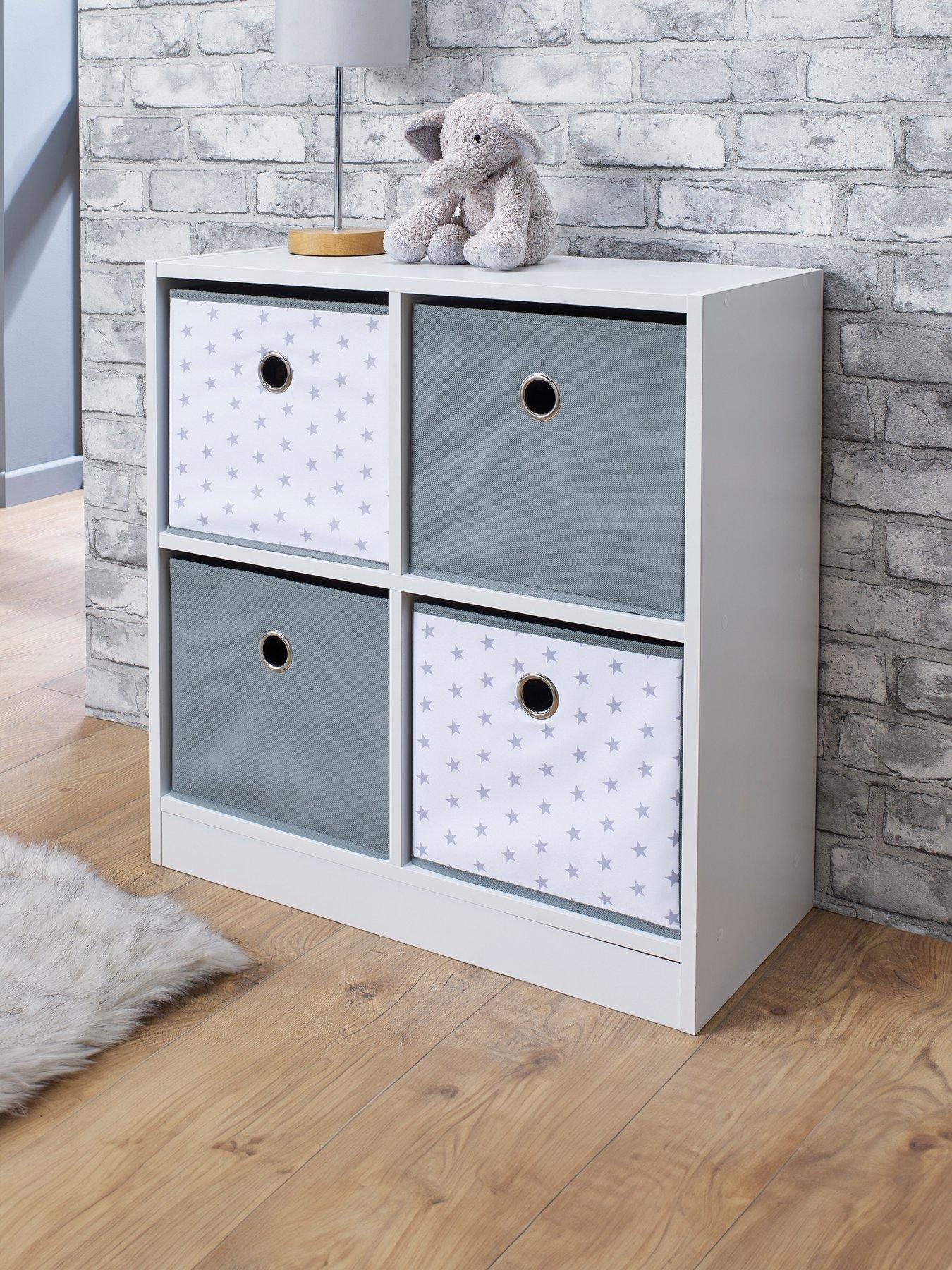 Lloyd Pascal 4 Cube Storage Unit with Stars - Grey/White | Very.co.uk