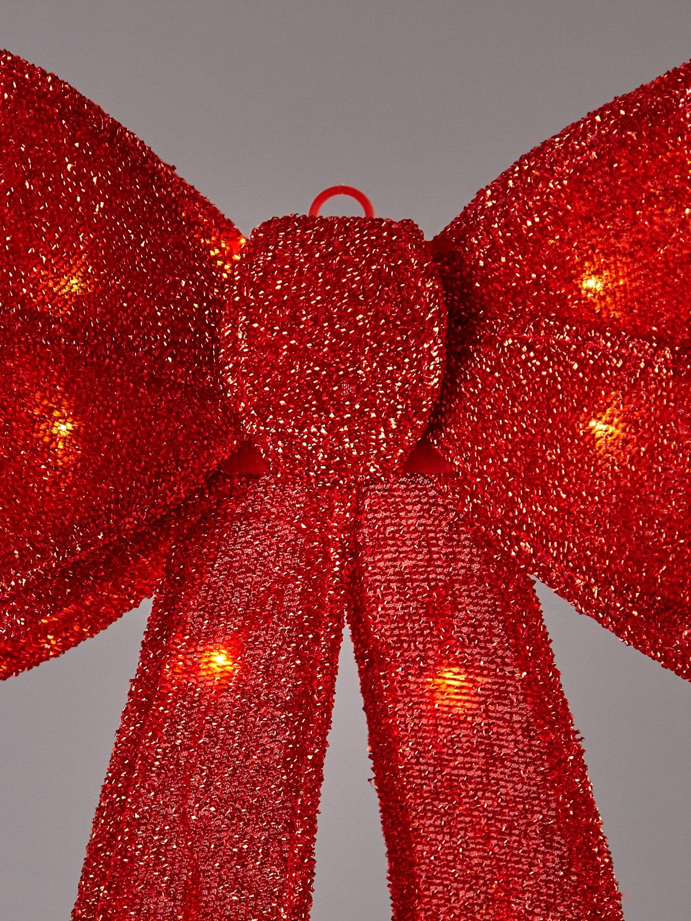 Battery Operated LED Christmas Door Bow - Red | Very