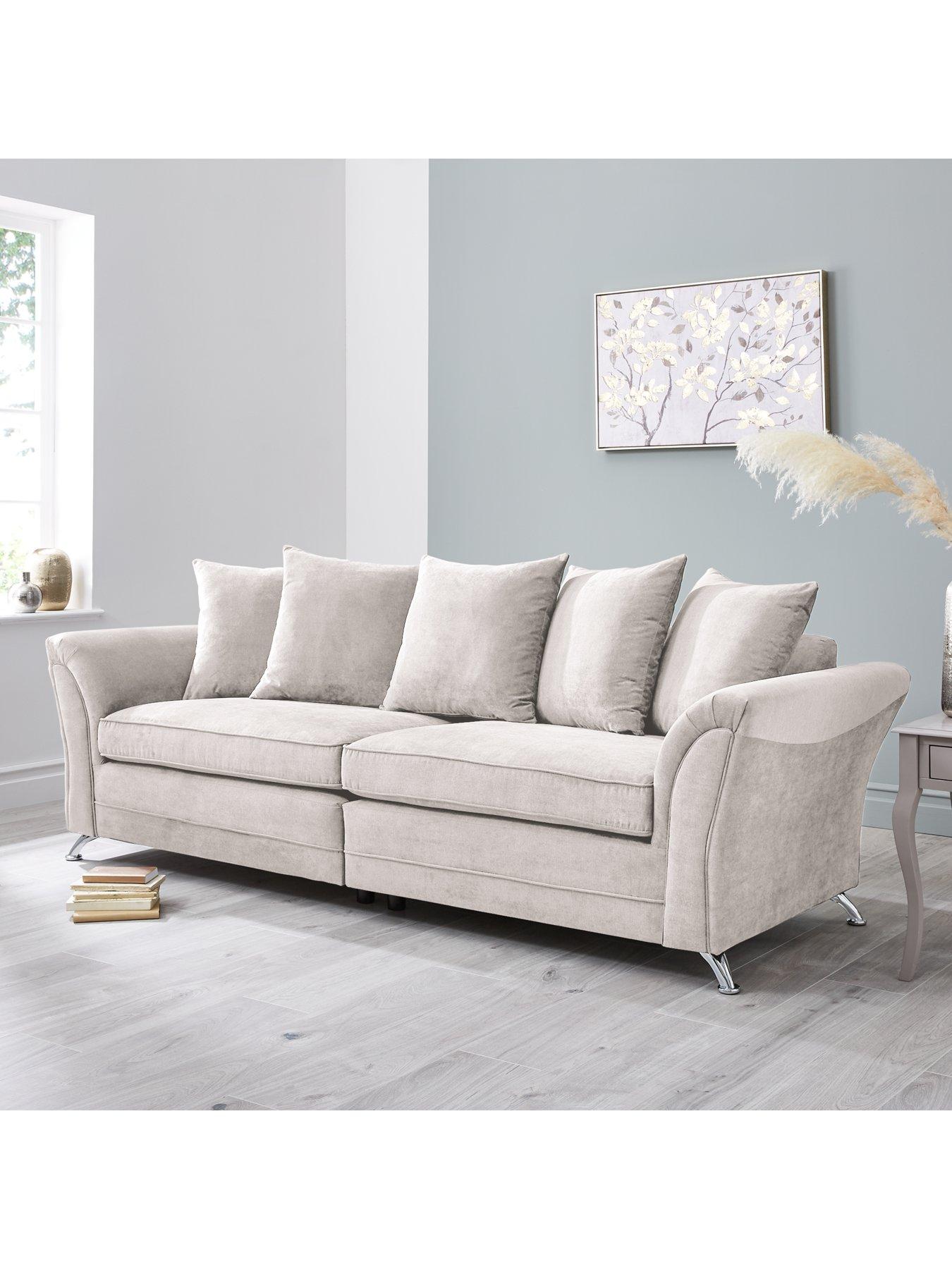 Very Home Dury Fabric 4 Seater Scatter Back Sofa - Natural - FSC ...