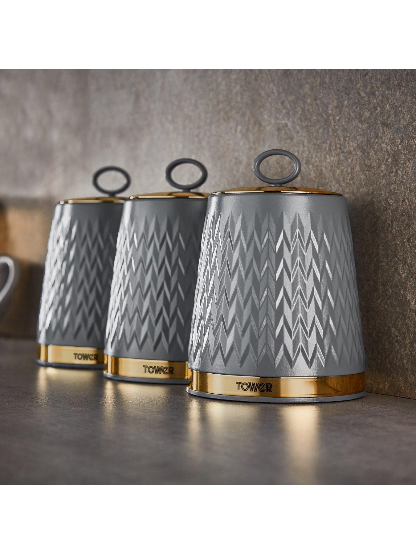 Tower Empire Set of 3 Canisters – Grey | Very