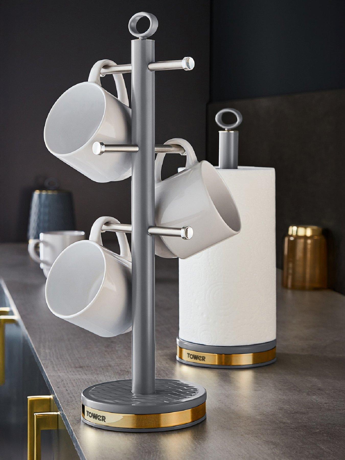 Tower Empire 6-Cup Mug Tree and Towel Pole Set – Grey | Very