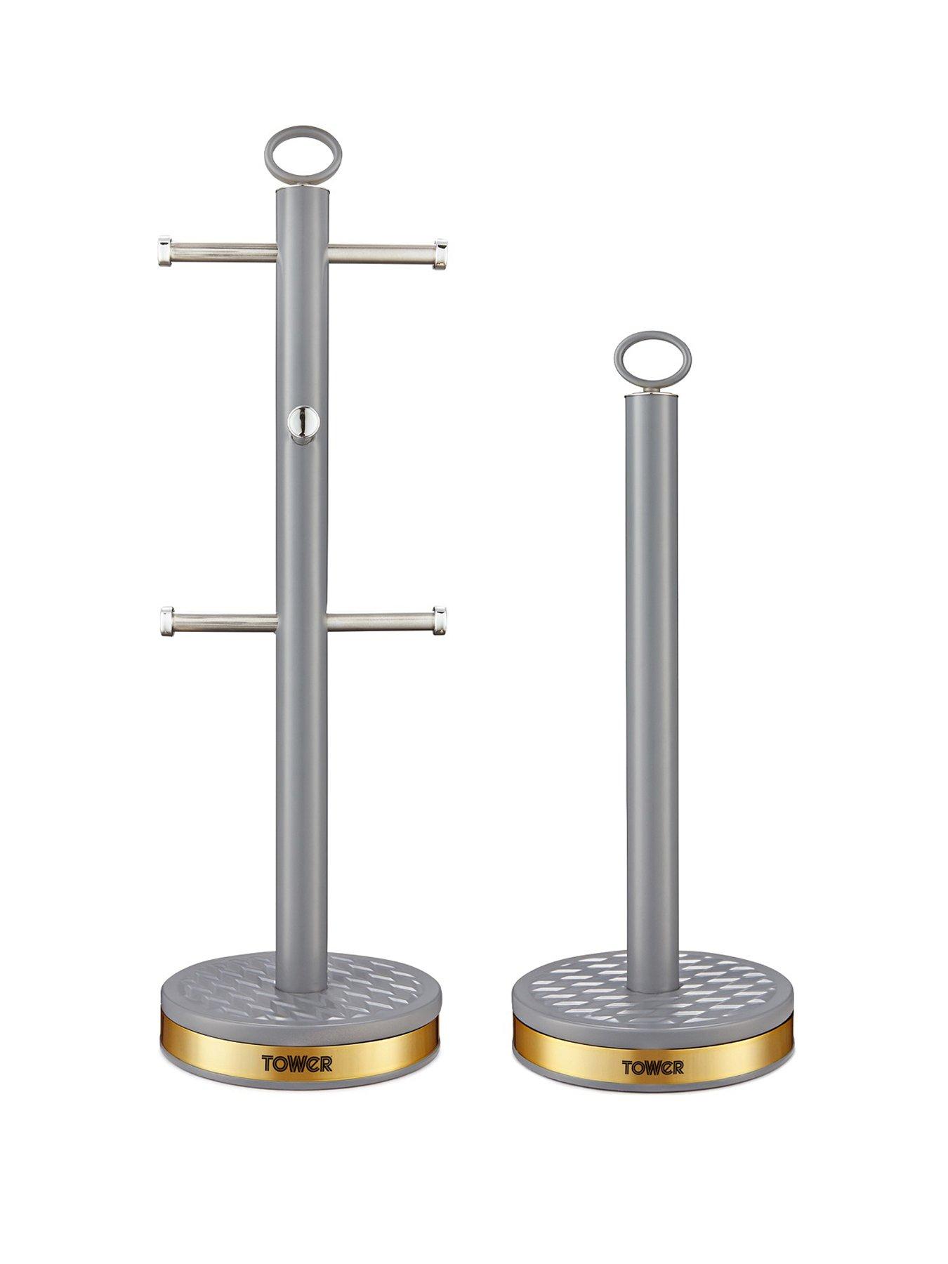 Tower Empire 6-Cup Mug Tree and Towel Pole Set – Grey | Very
