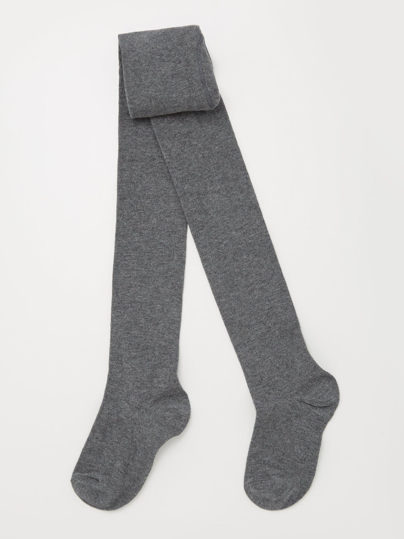The Very Collection 3 Pack Girls Flat Knit Tights - Grey | Very