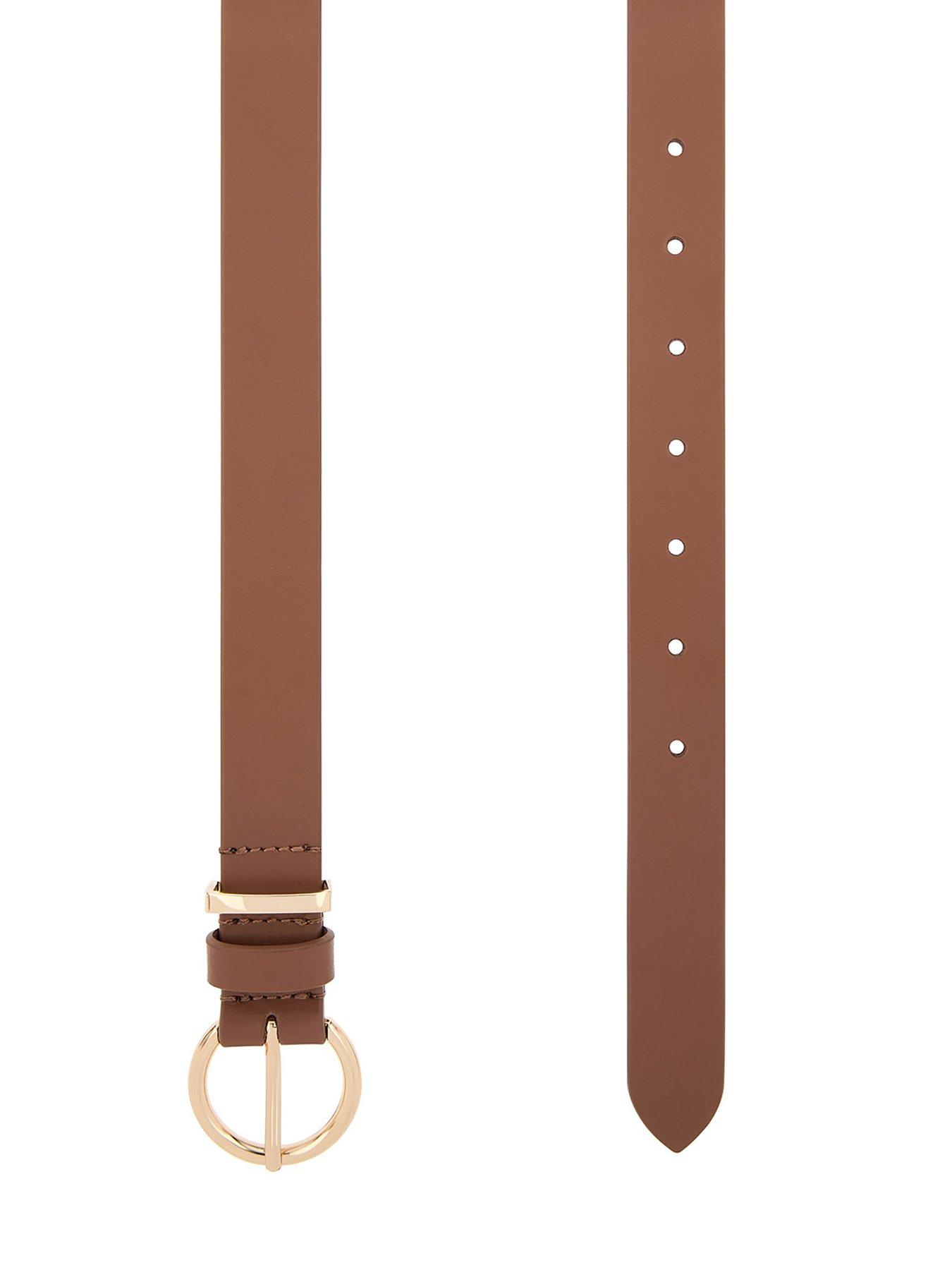 Accessorize Round Leather Belt - Tan | very.co.uk