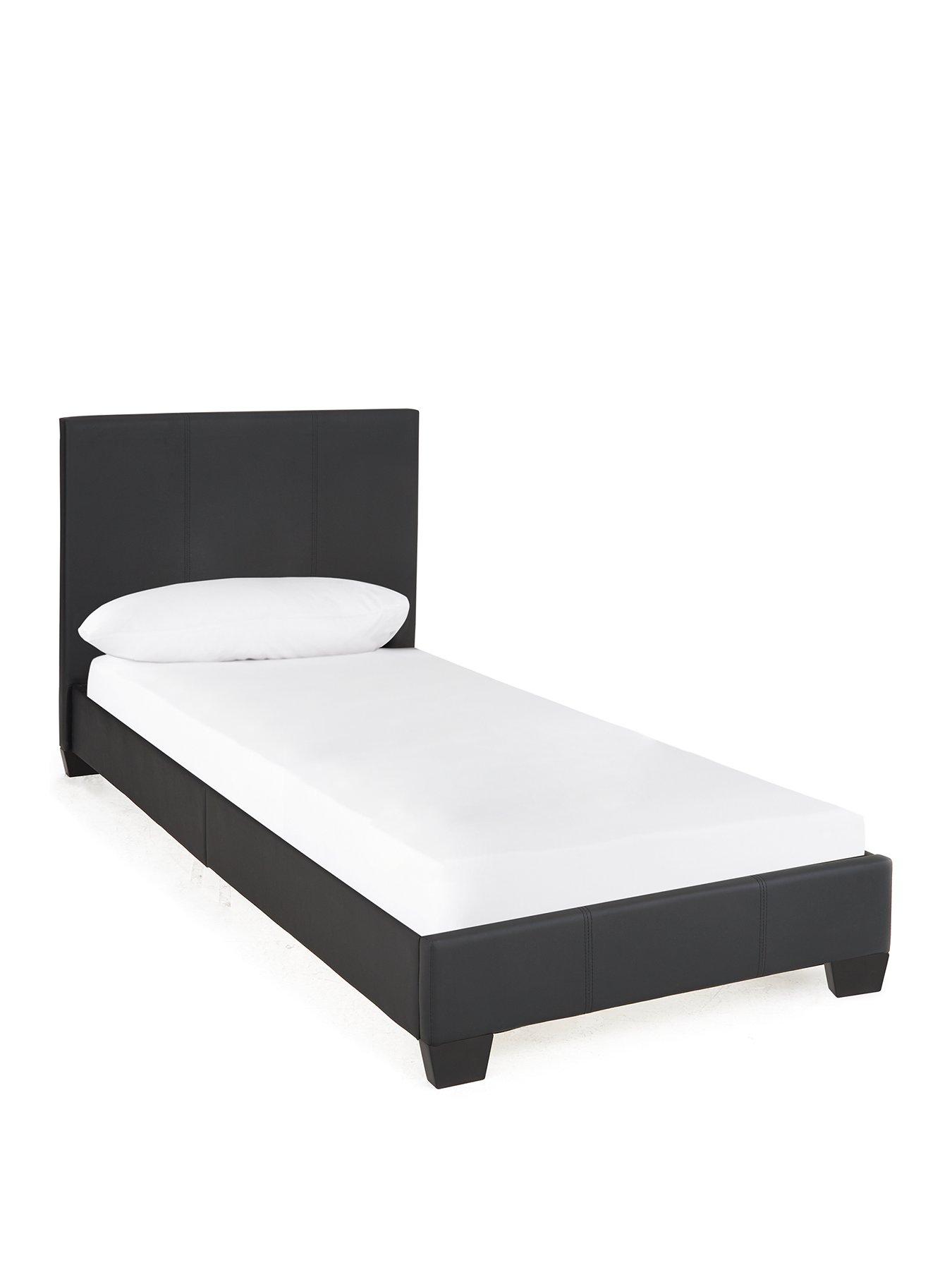 Ellis Faux Leather Single Bed Frame with Mattress Options Buy SAVE Black