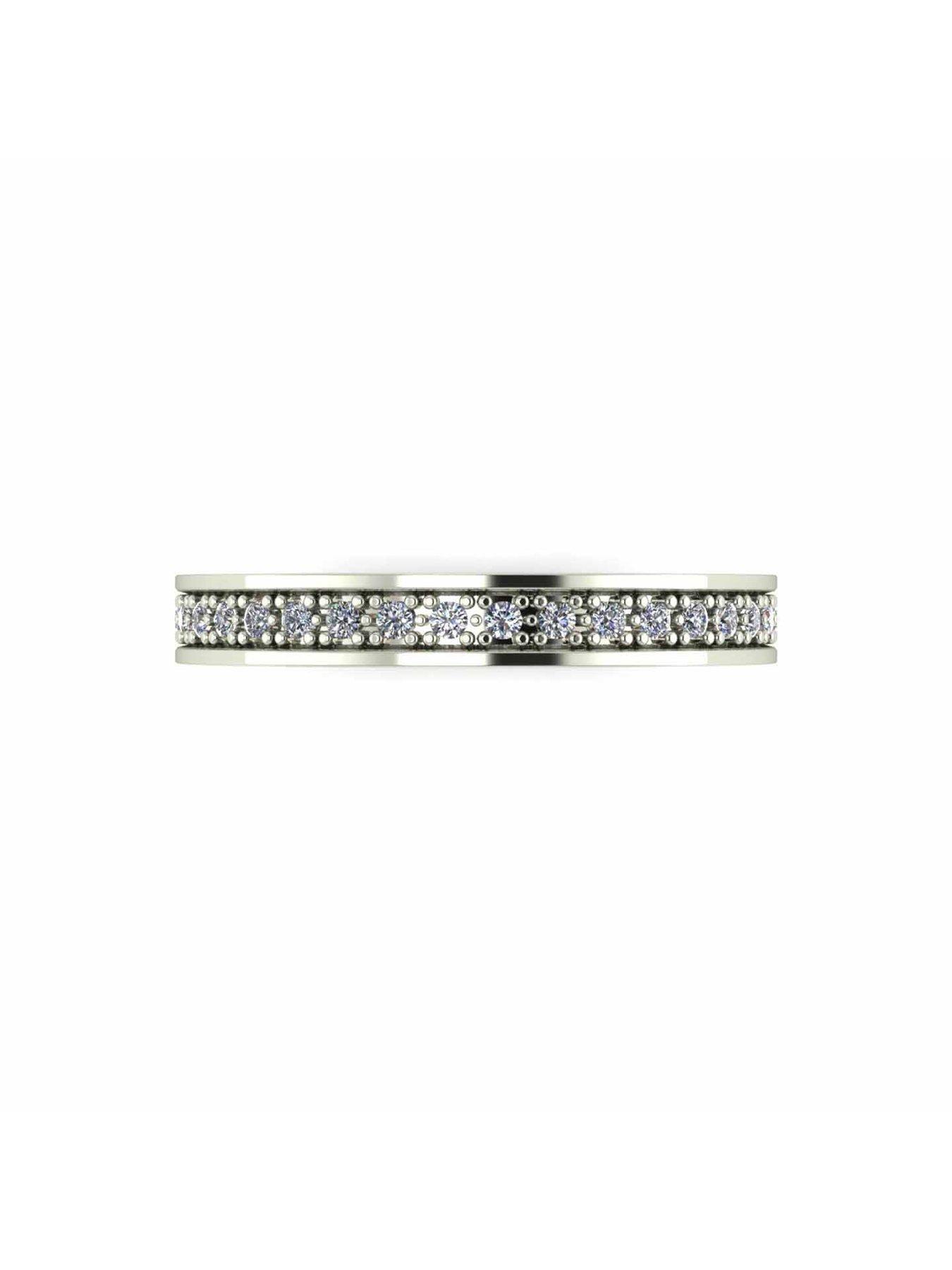 Love DIAMOND 9ct White Gold 15 Point Diamond Set 3mm Wedding Band Ring ...