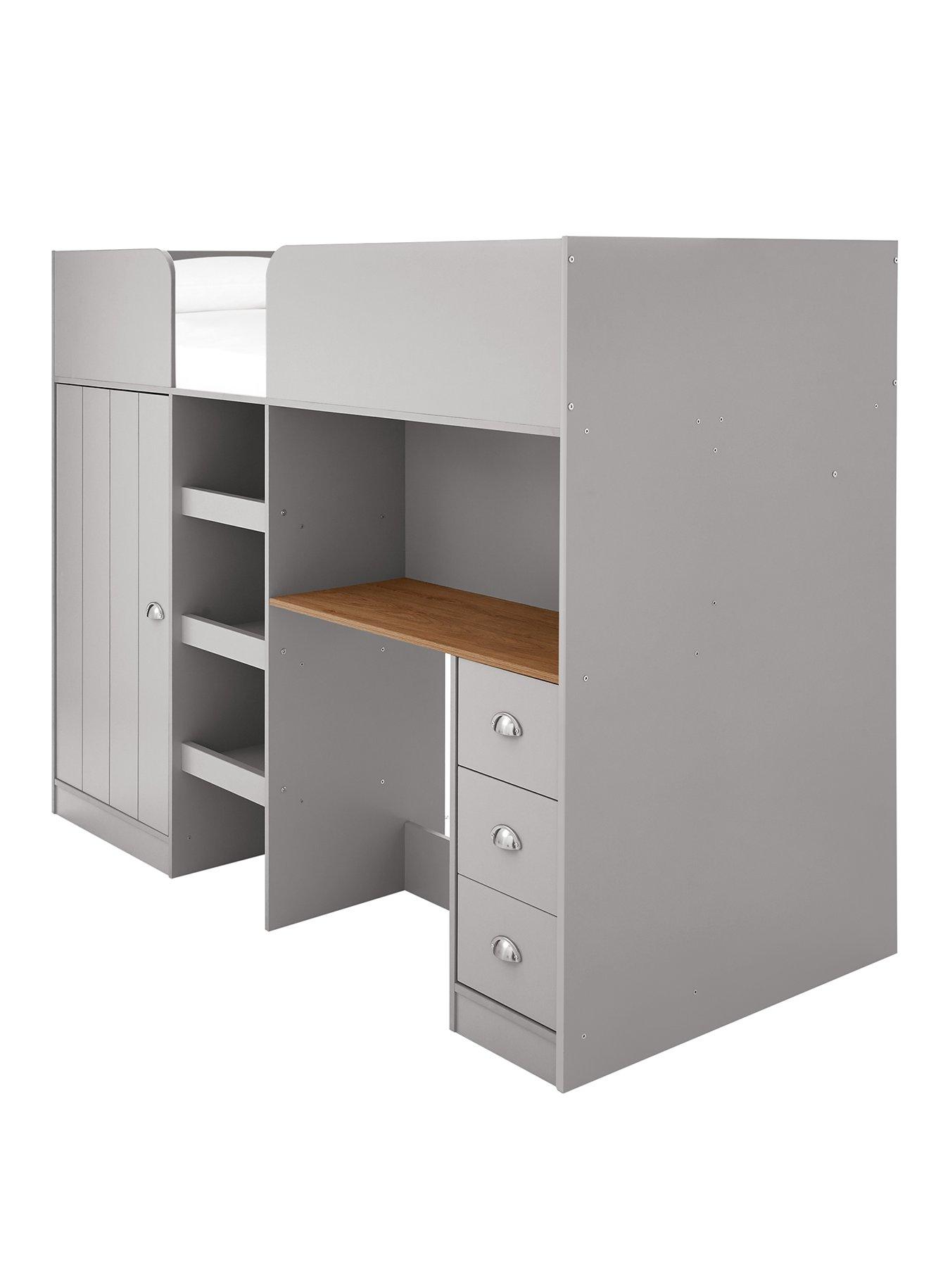Very Home Atlanta High Sleeper with Desk, Drawers and Wardrobe with ...