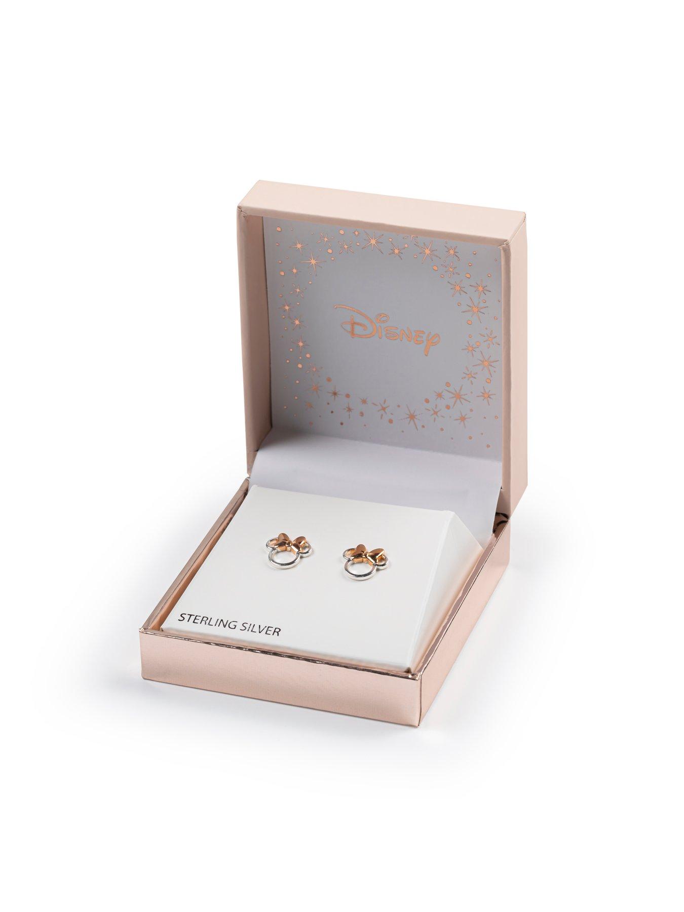 Disney Minnie Mouse Sterling Silver and Rose Gold Bow Stud Earrings Very