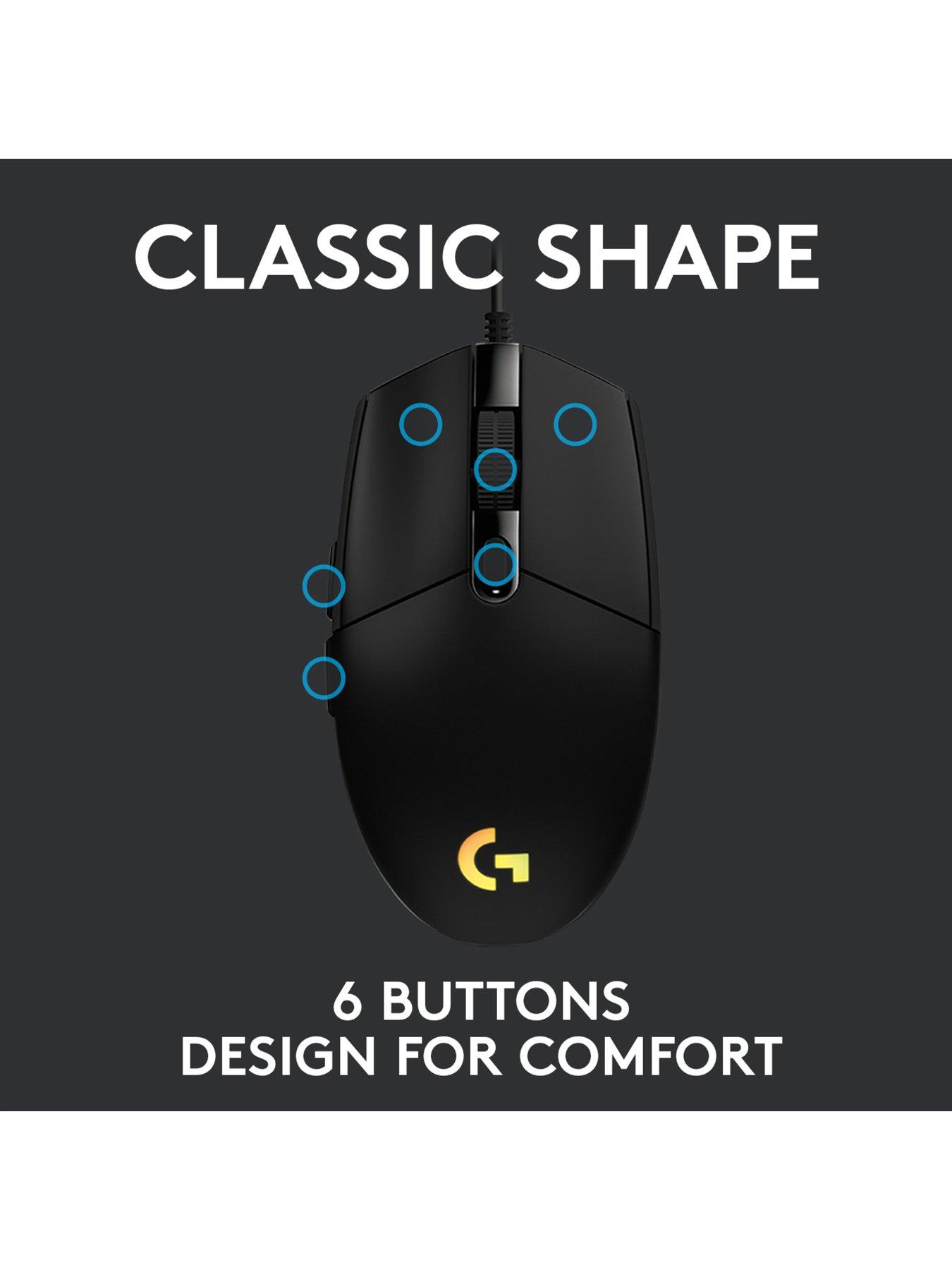 LogitechG G203 Lightsync RGB 6-Button Gaming Mouse - Black | Very