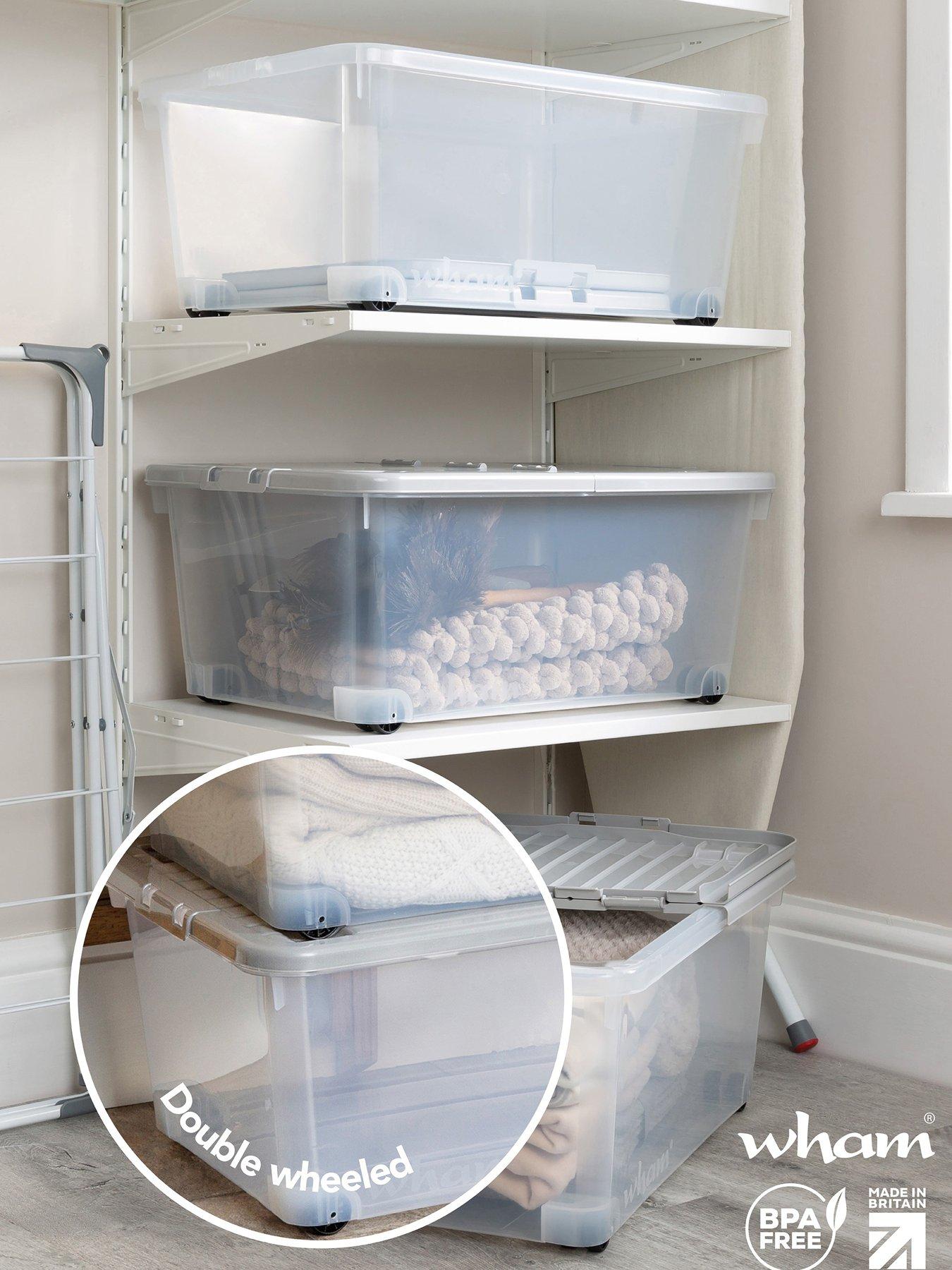 Wham Set Of 3 45l Wheeled Boxes With Folding Lid - 45 Litre | Very