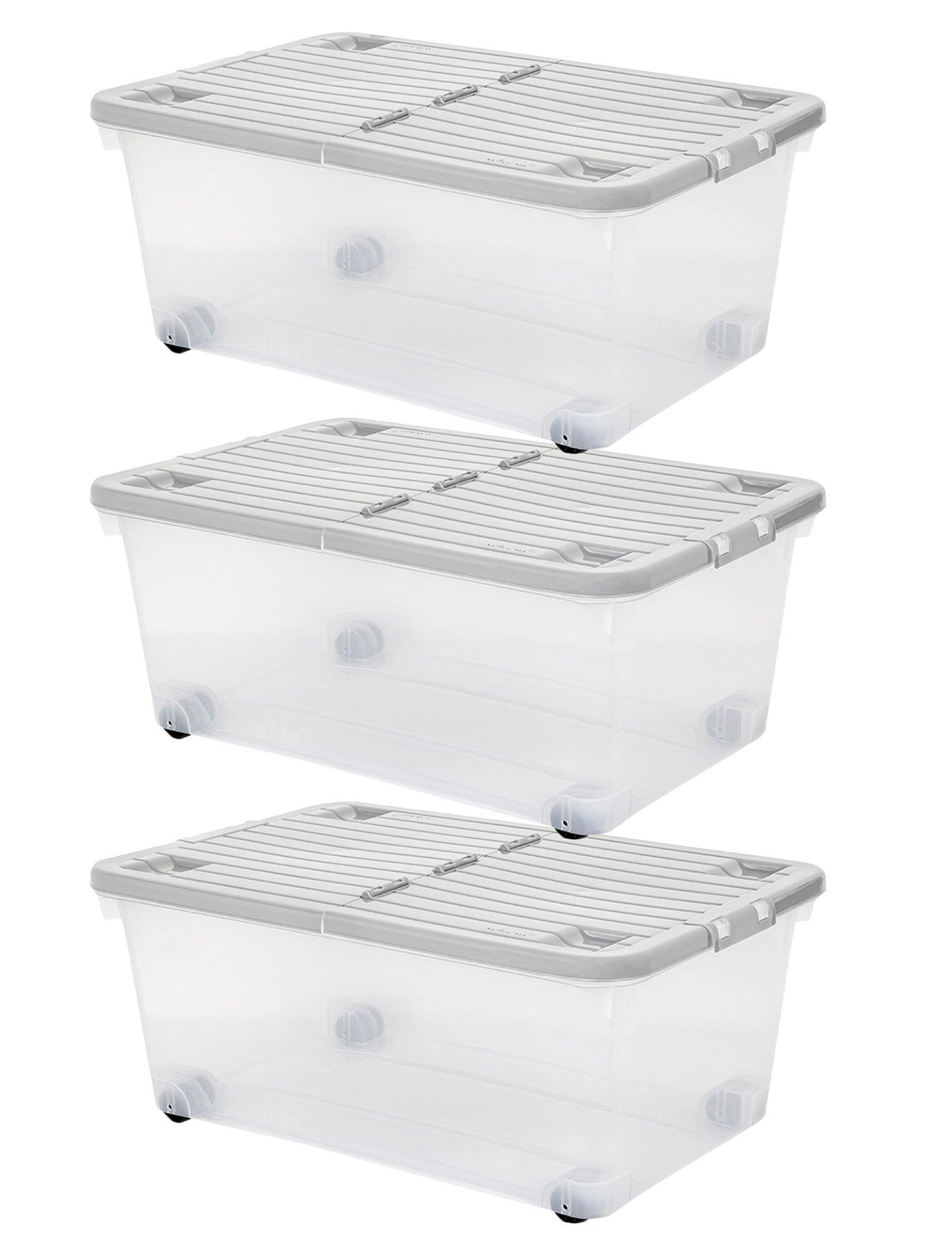 Wham Set Of 3 45l Wheeled Boxes With Folding Lid - 45 Litre | Very