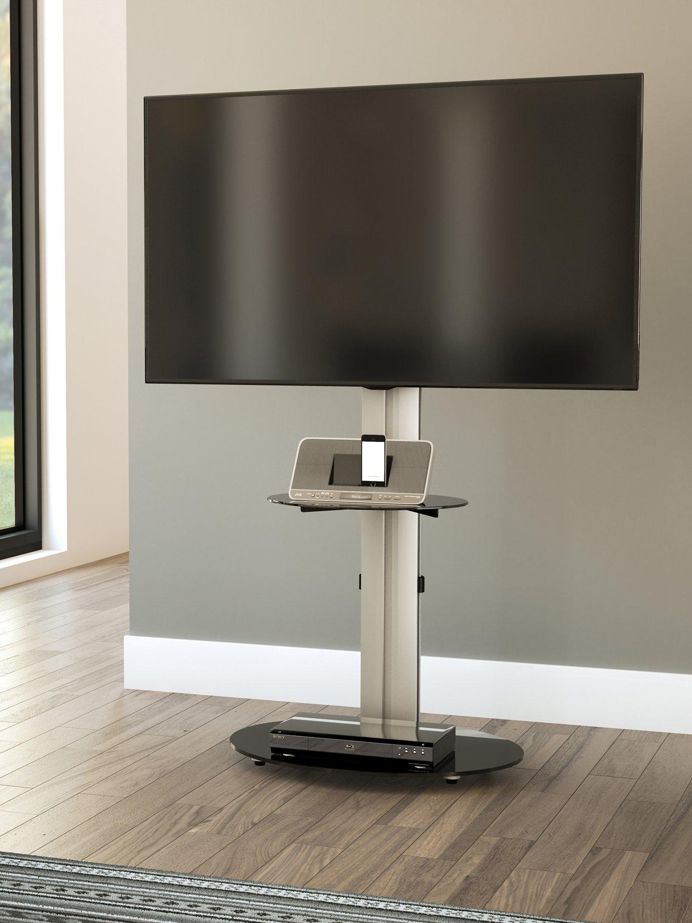 AVF Eno Oval 600 Pedestal TV Stand - Silver/Black - fits up to 55 inch ...