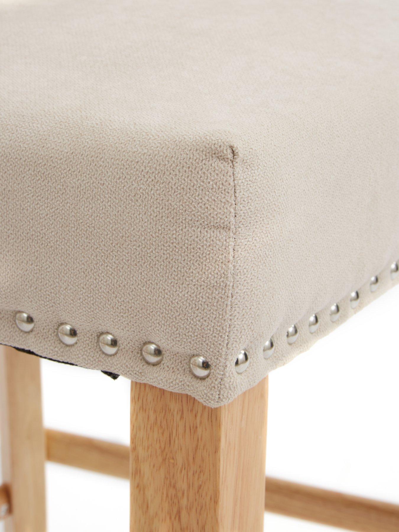 Warwick Pair of Fabric Bar Stools Natural Oak FSC Certified