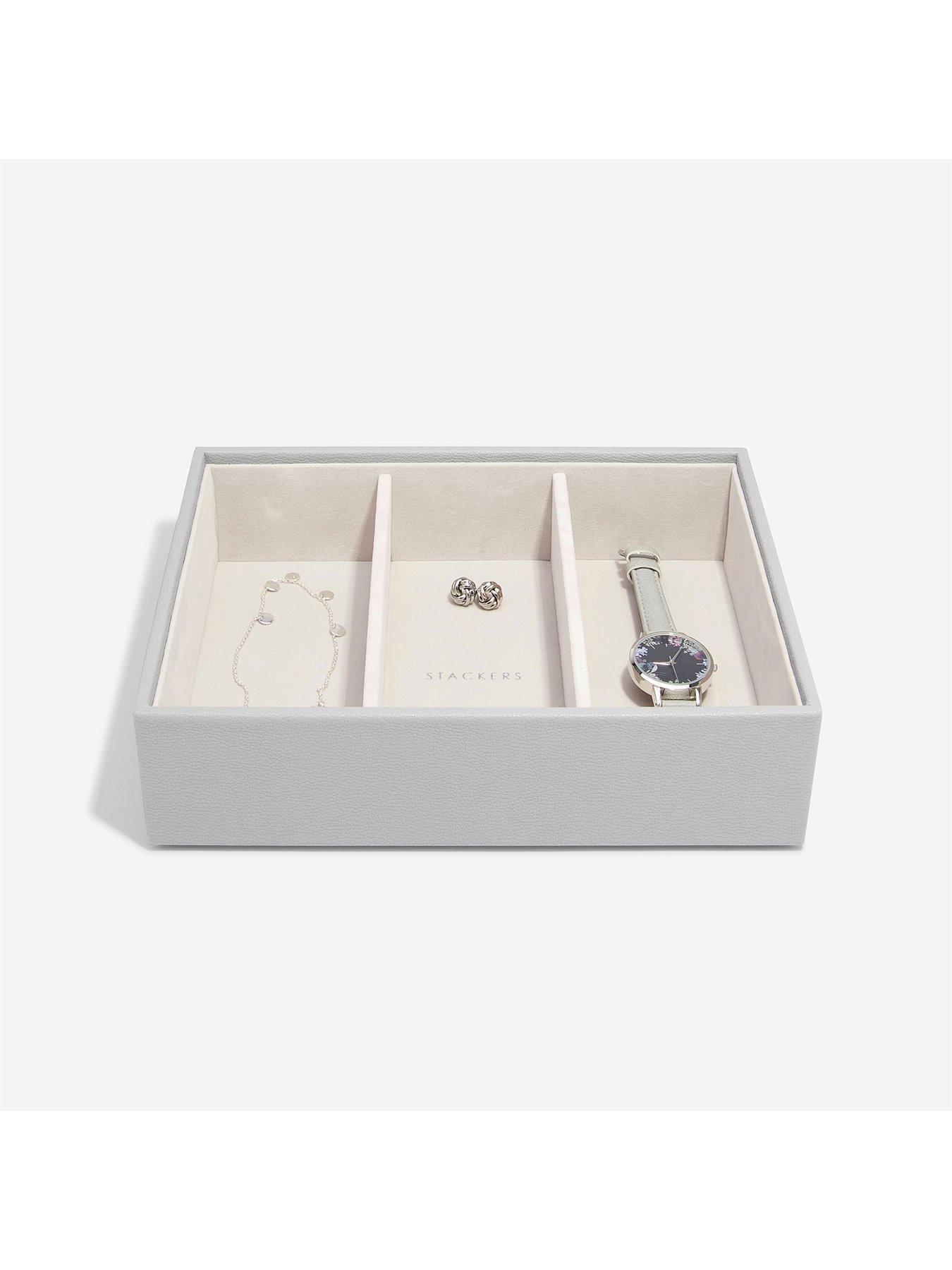 Stackers Classic 3 Section Watch & Accessory Box - Light Grey | Very