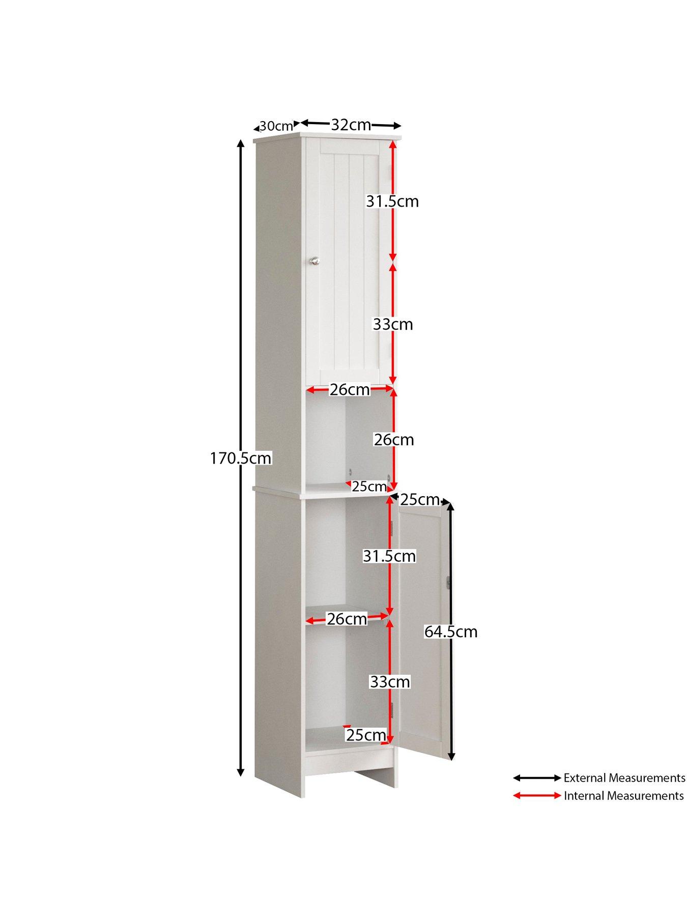 Priano 2 Door Tall Bathroom Cabinet White