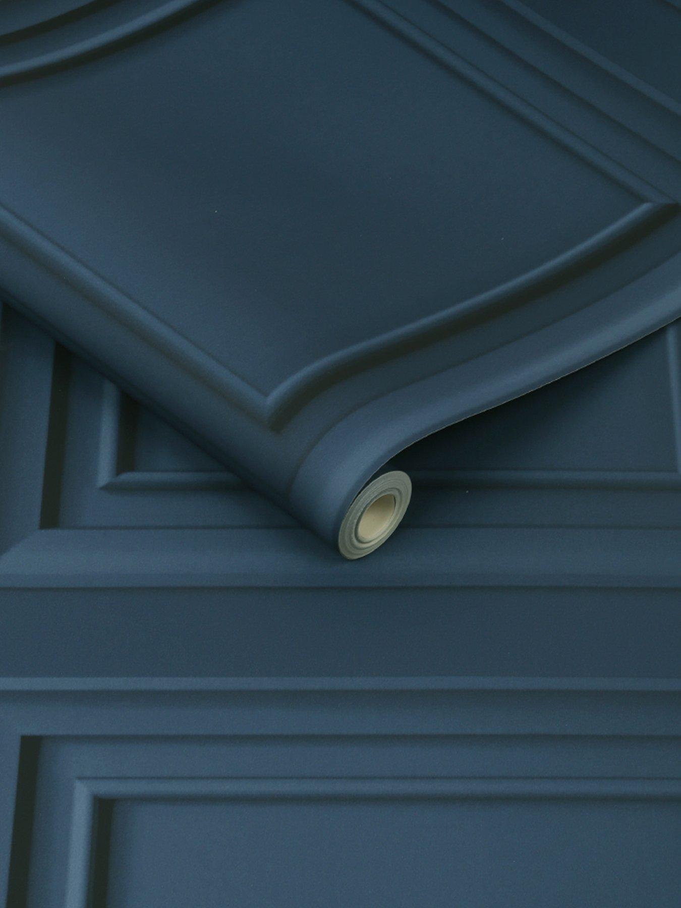Fresco Wood Panel Blue Wallpaper | Very