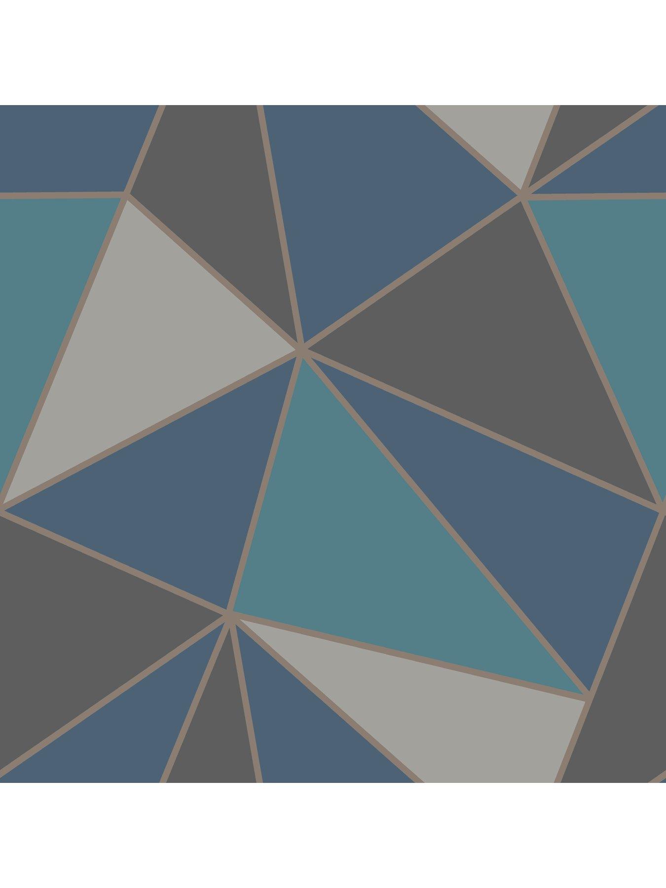 Fine Decor Apex Geo Aqua and Navy Wallpaper | Very