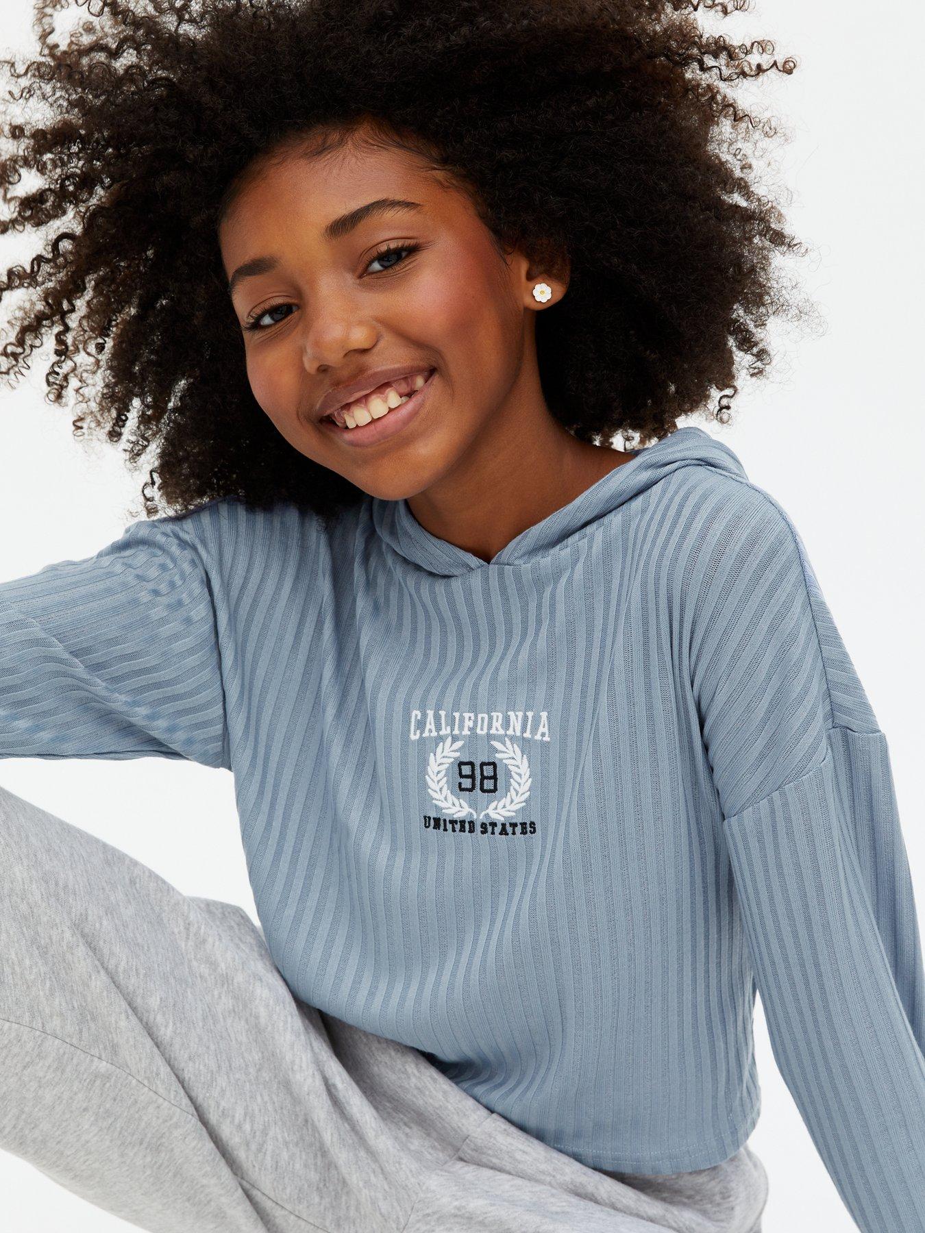 New Look 915 Girls Rib Logo Hoodie - Blue | very.co.uk