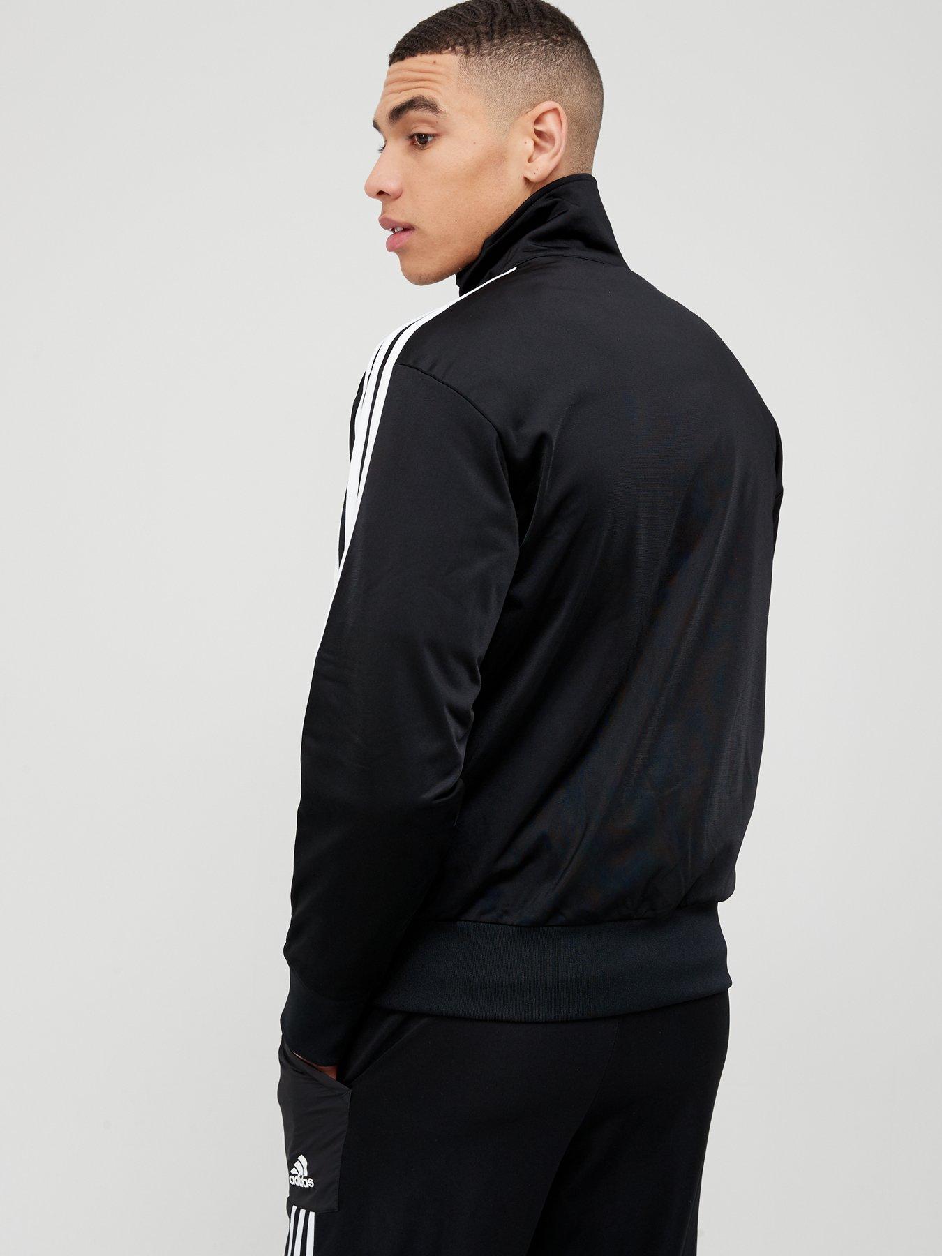 ADIDAS FIREBIRD MENS TRACK TOP BLACK WHITE STRIPE ORIGINAL