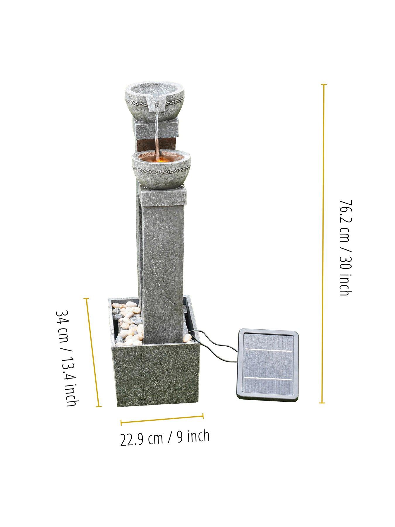 Teamson Home Solar Power Water Fountain Garden Slate Grey Ornament ...