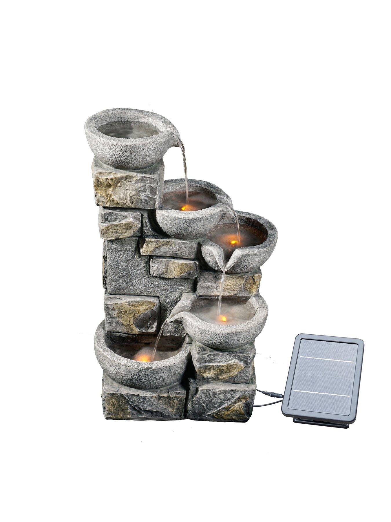 Teamson Home Solar Power Water Fountain Garden Stone Ornament With ...