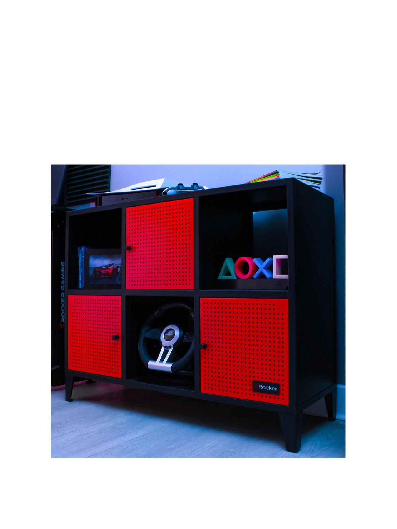 X Rocker MESH-TEK Wide Display Cabinet with 6 Cube Storage | very.co.uk