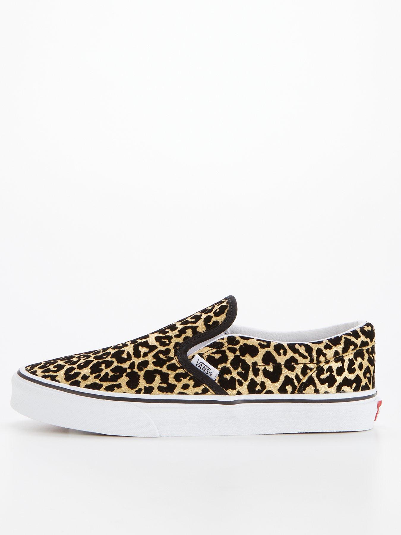 Vans Classic Slip-On Flocked Junior Girl Trainers - Leopard | Very.co.uk