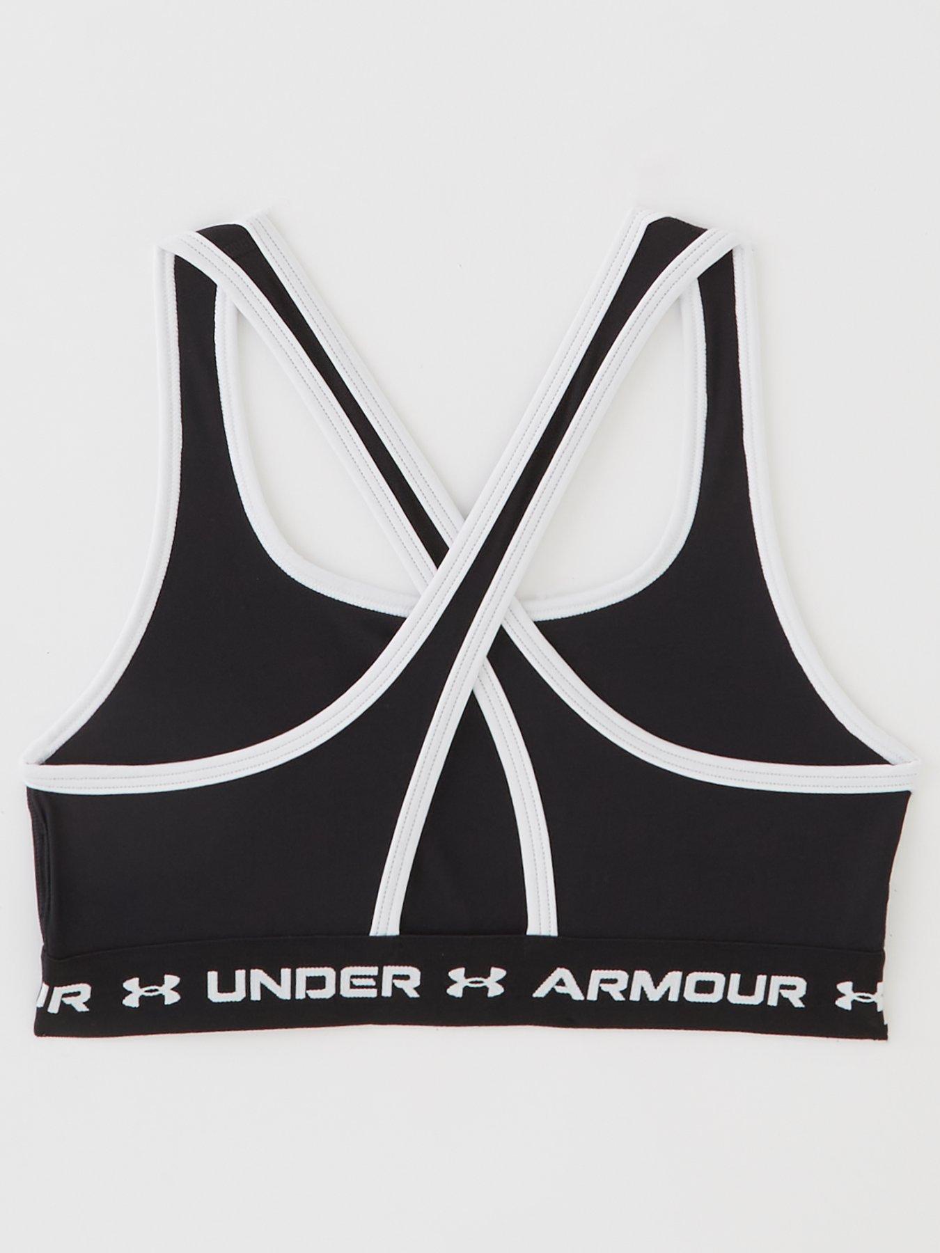 UNDER ARMOUR Girls Crossback Sports Bra - Black/White | very.co.uk