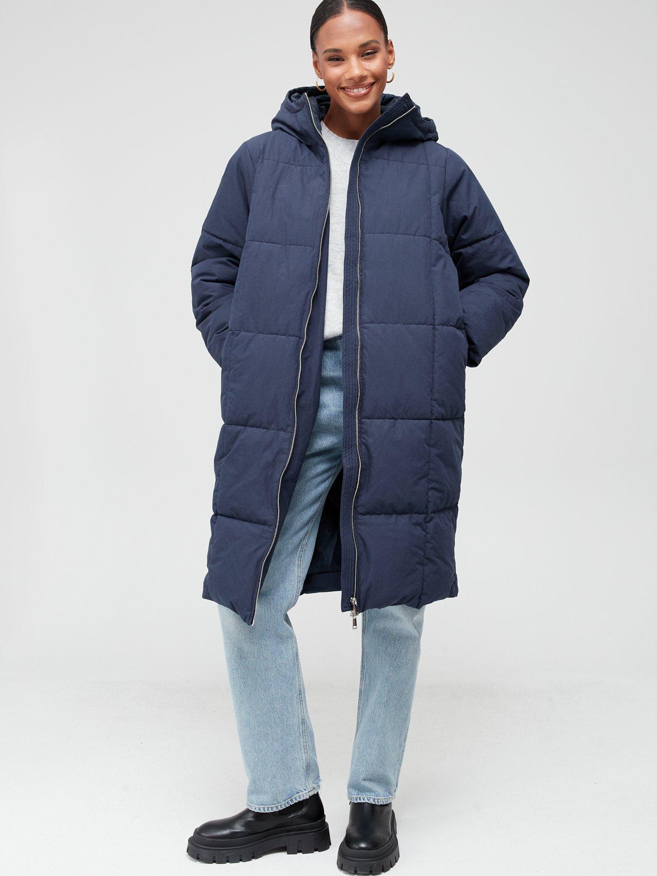 V by Very Premium Padded Coat with Hood - Navy | Very