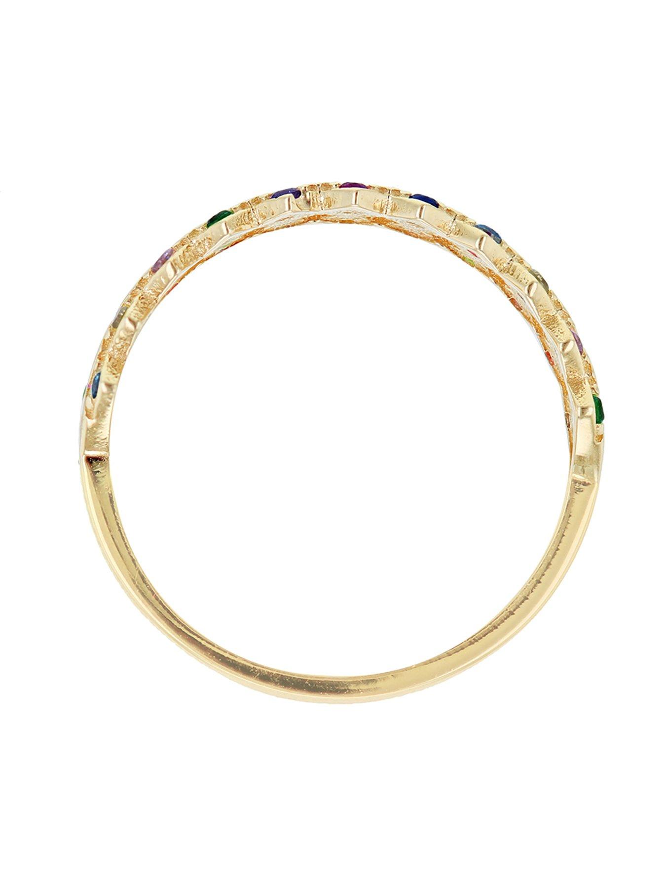 The Love Collection 9ct Yellow Gold 33 x 1mm Multi-Colour Round CZ 5mm ...