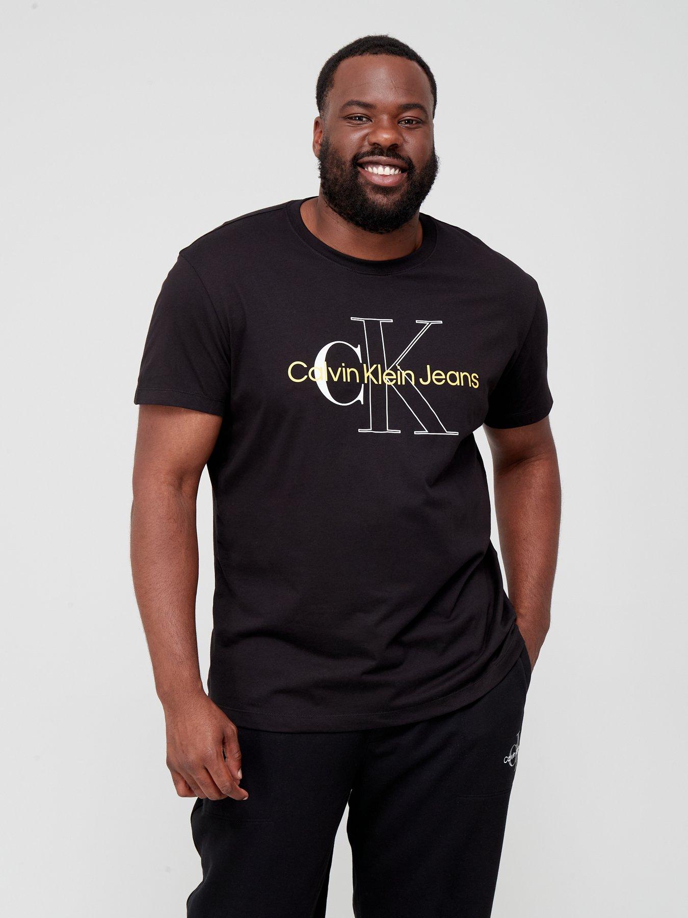 Calvin Klein Jeans Big And Tall Two Tone Monogram T Shirt Black Very
