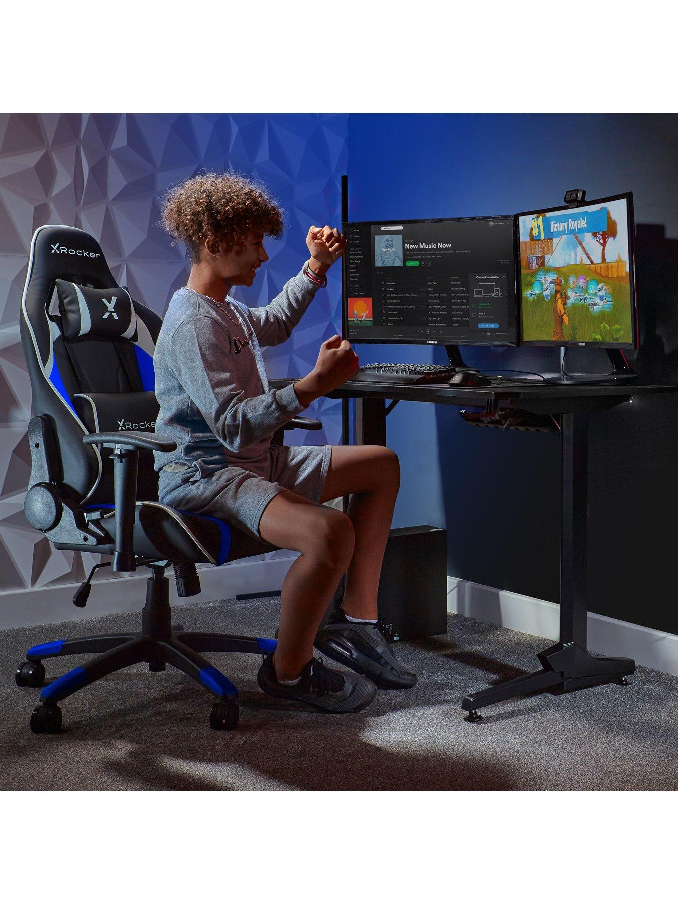 X Rocker Agility Black/Blue Junior PC Office Gaming Chair | very.co.uk