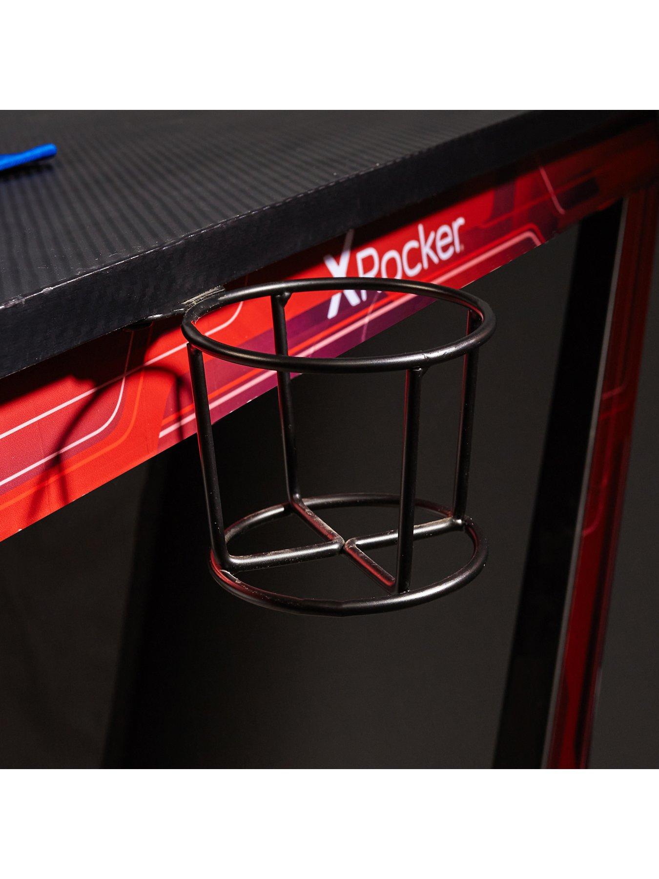 X Rocker Ocelot Gaming Desk with Red/Blue Stickers with Mousepad | Very