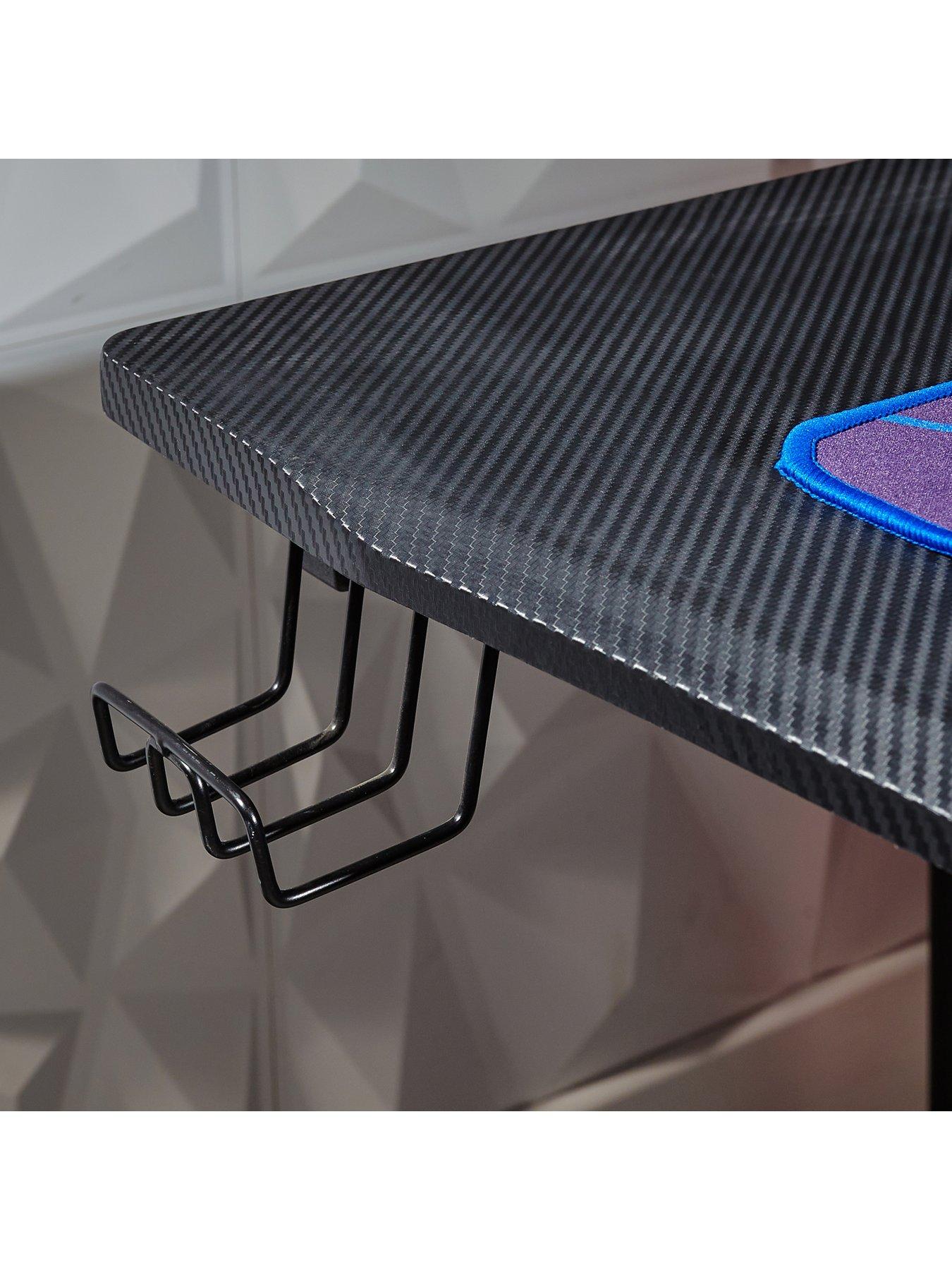 X Rocker Ocelot Gaming Desk with Red/Blue Stickers with Mousepad | Very