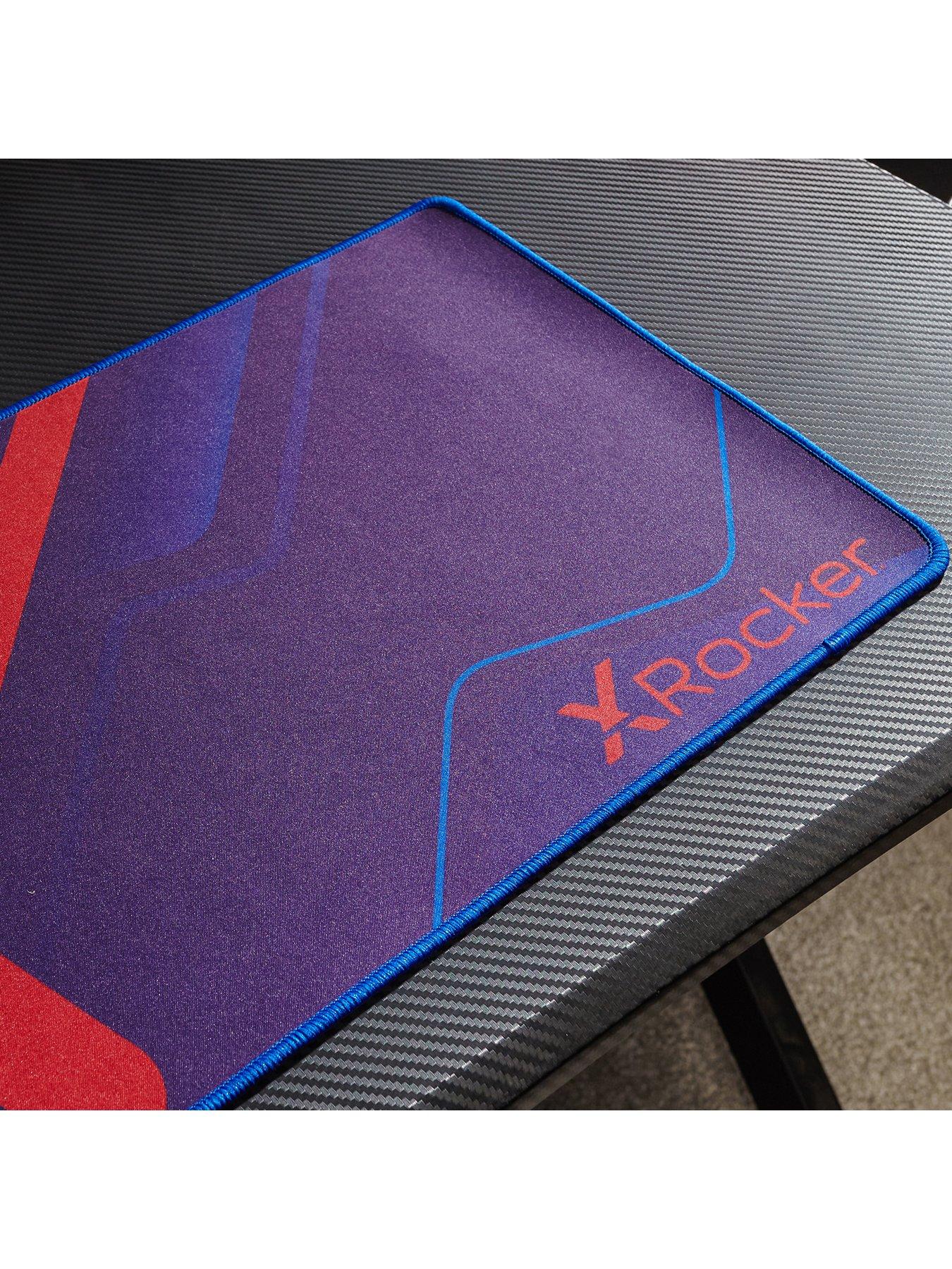 X Rocker Ocelot Gaming Desk with Red/Blue Stickers with Mousepad | Very