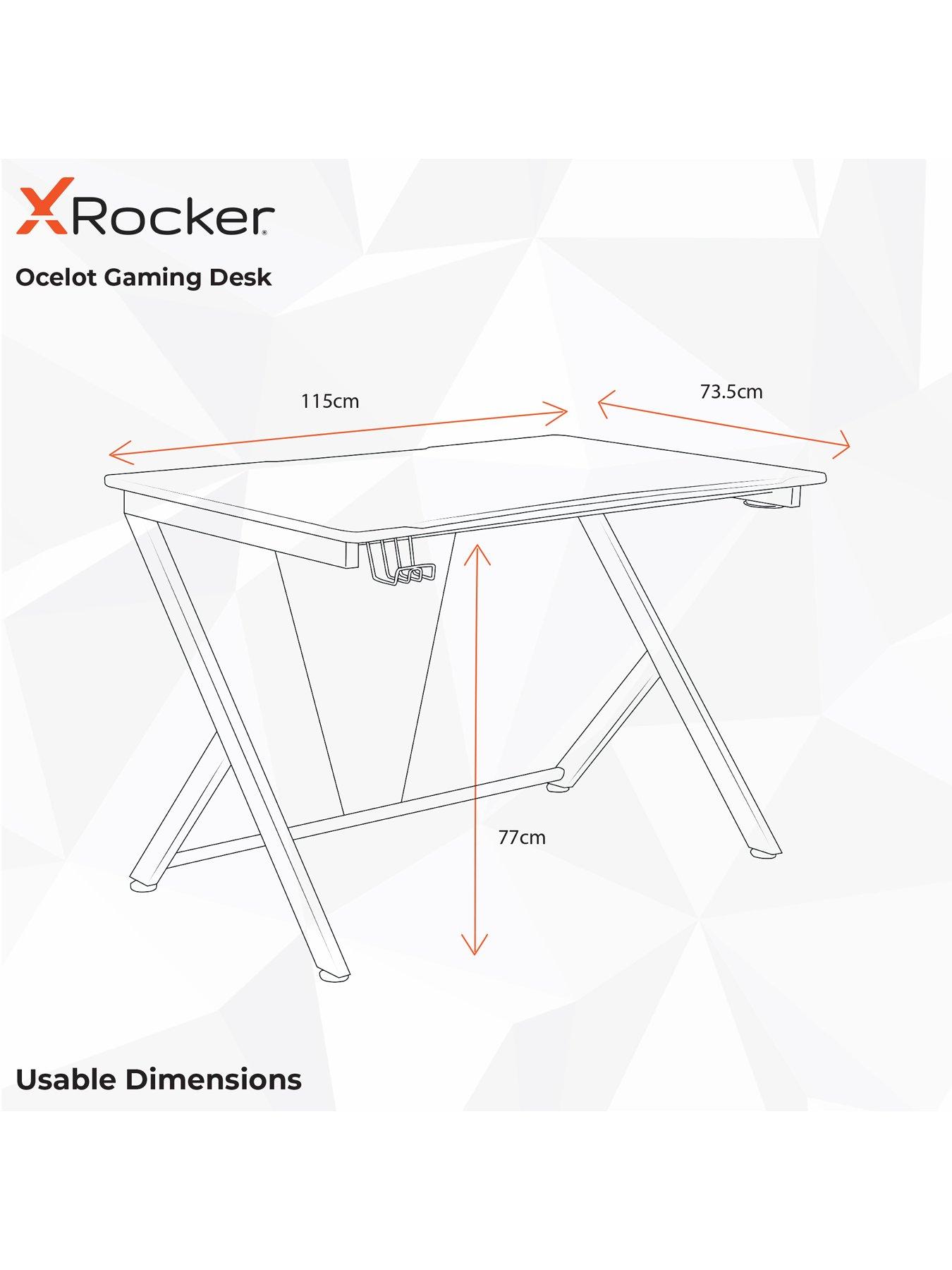 X Rocker Ocelot Gaming Desk with Red/Blue Stickers with Mousepad | Very