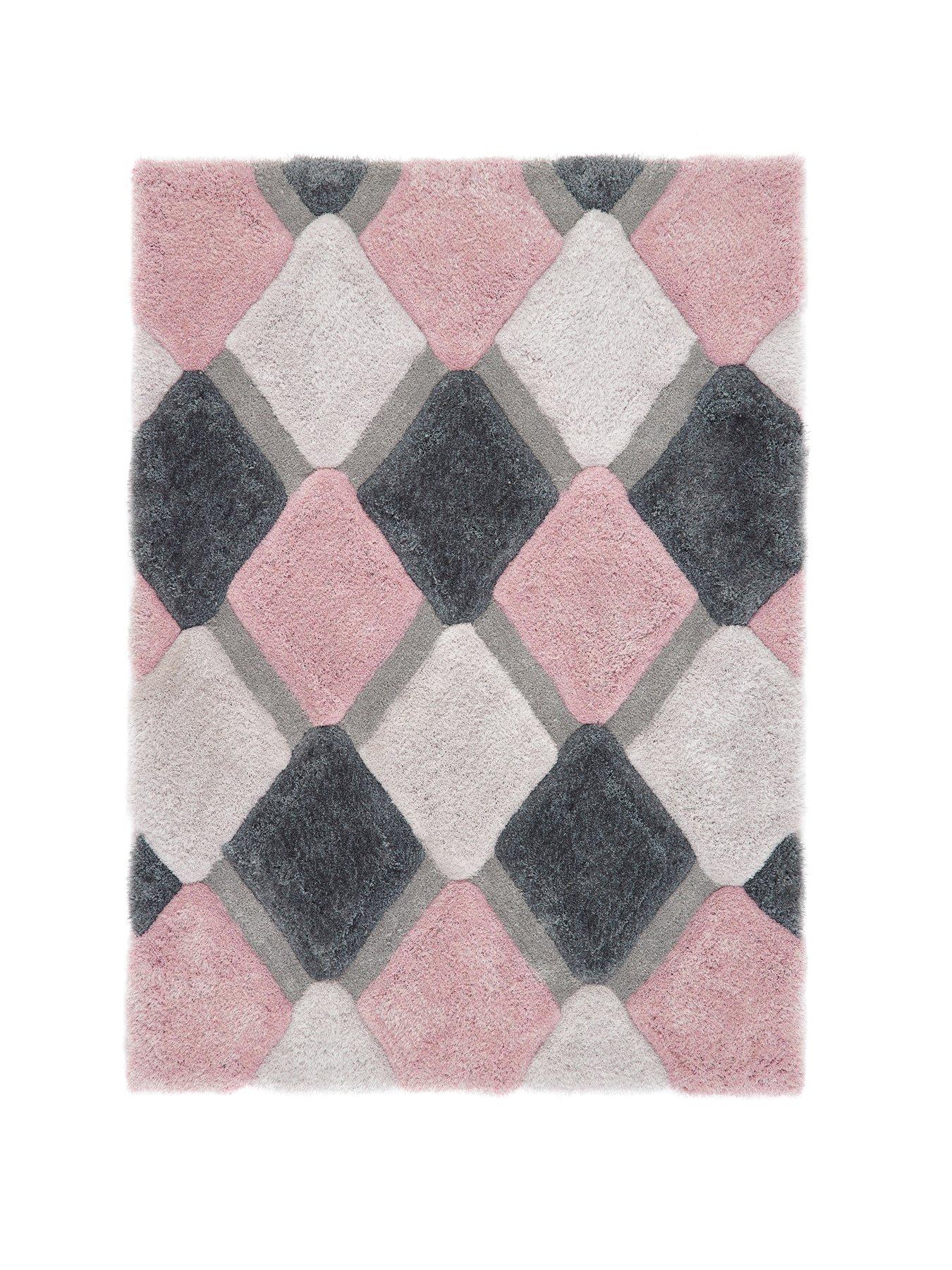 Very Home 3D Geo Shaggy Blush Rug | Very