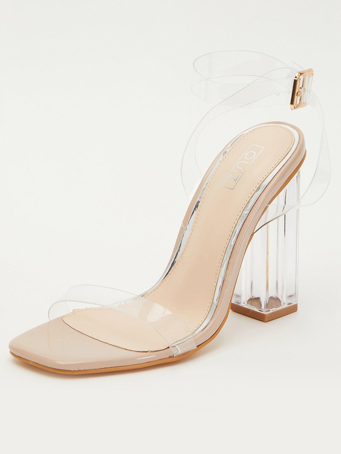 Quiz Square Toe Clear Heeled Sandal | Very