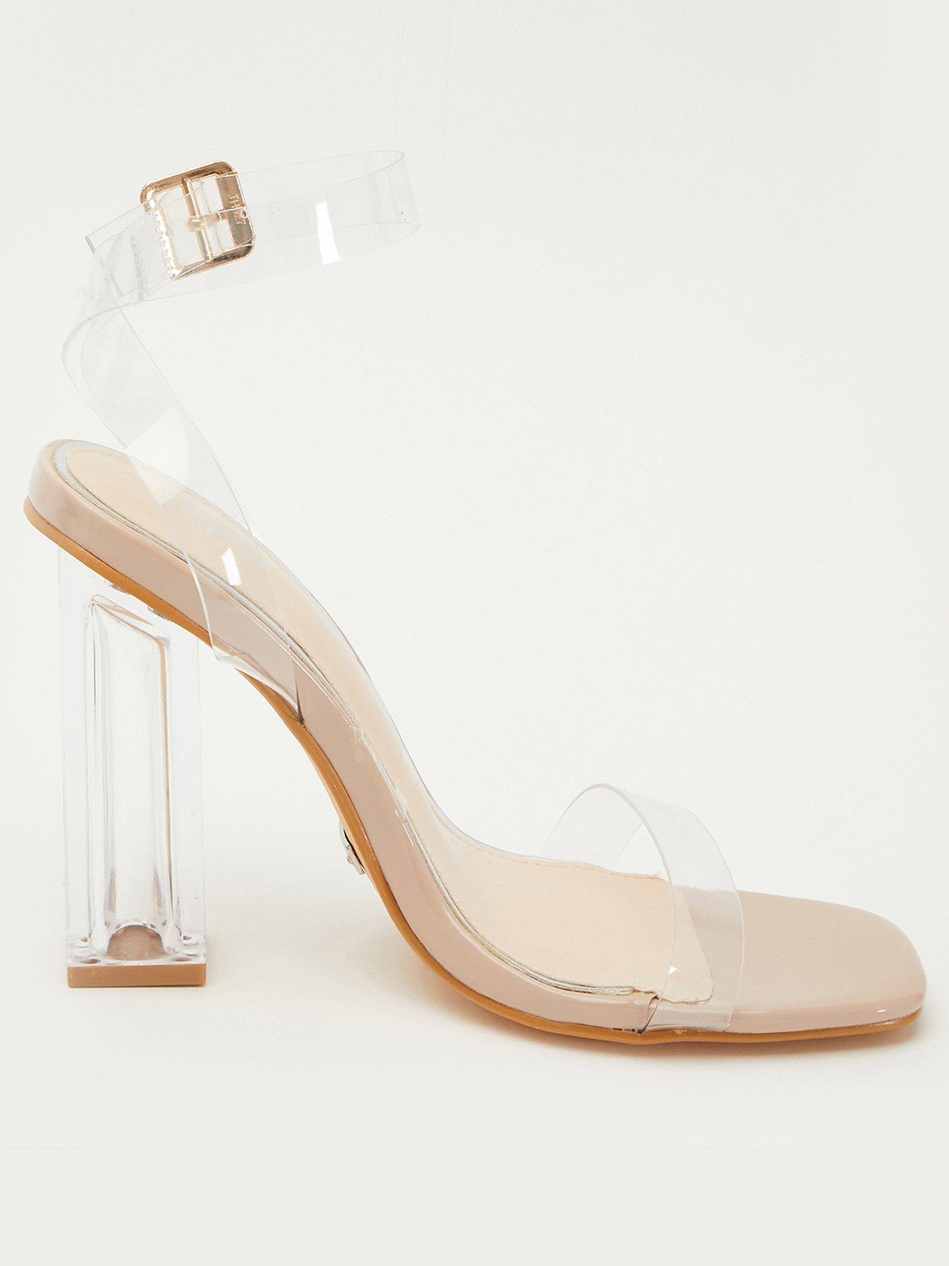 Quiz Square Toe Clear Heeled Sandal | Very