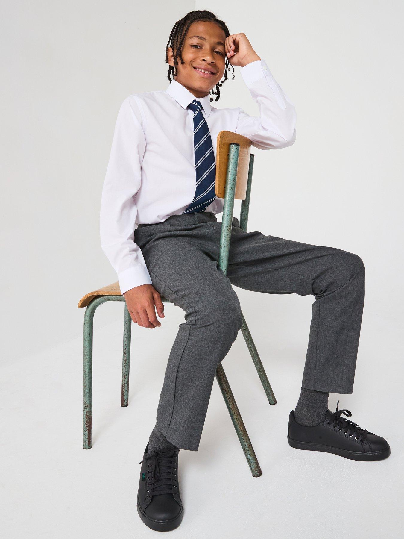 The Very Collection Boys 3 Pack Slim Fit Long Sleeve Shirt - White | Very