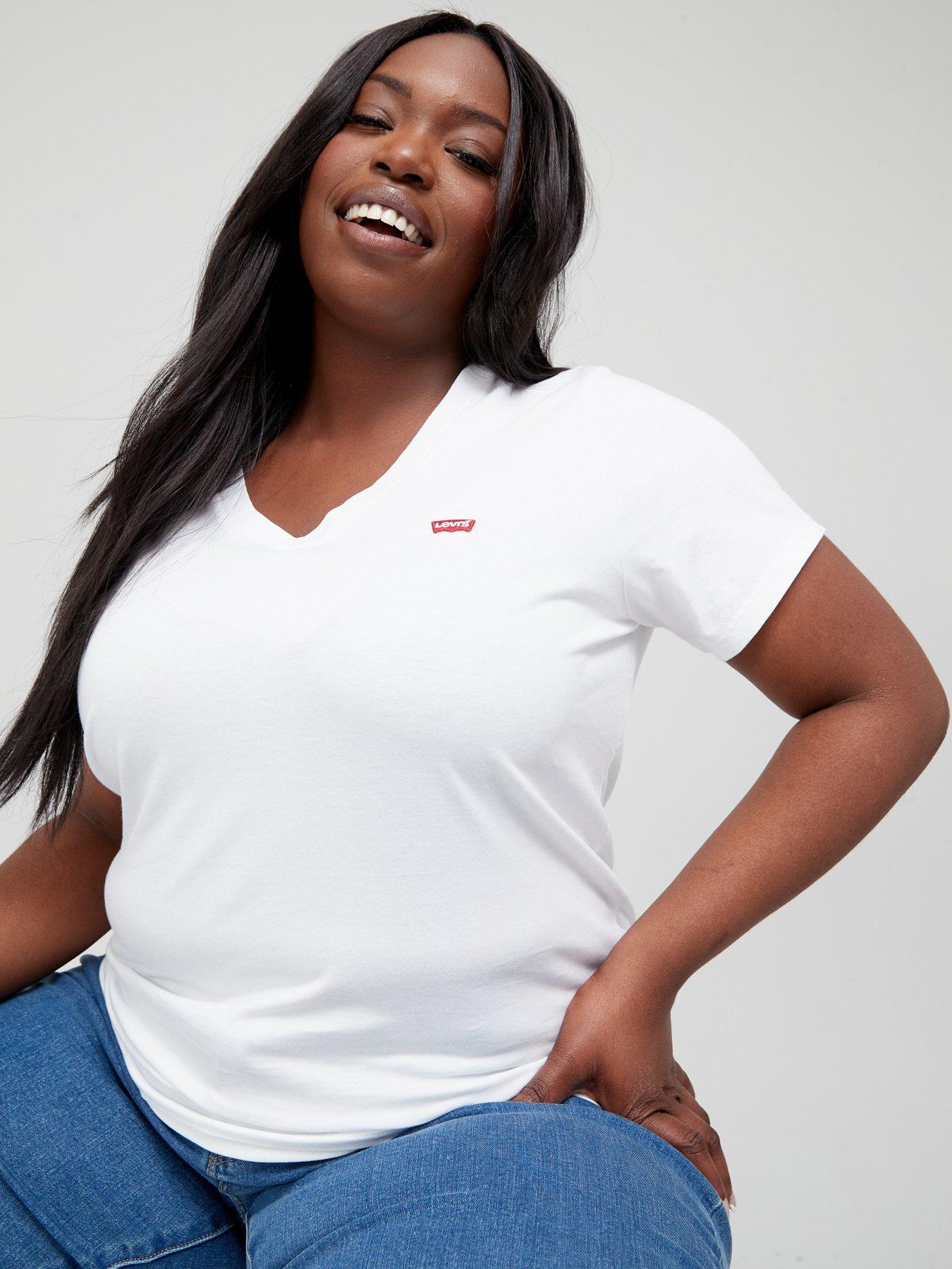 Levi's Plus V-neck T-shirt (plus Size) - White + | Very