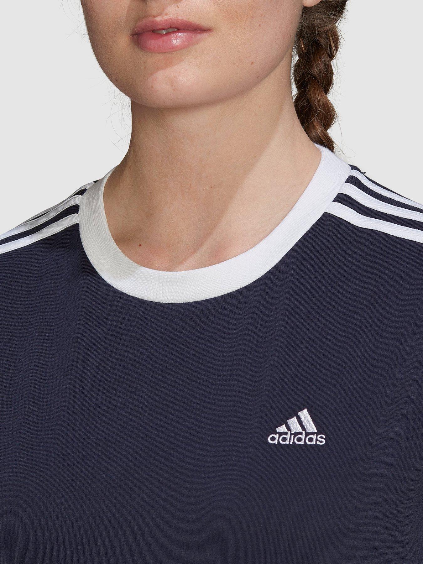 Adidas Sportswear Essentials 3 Stripes T Shirt Navy Uk