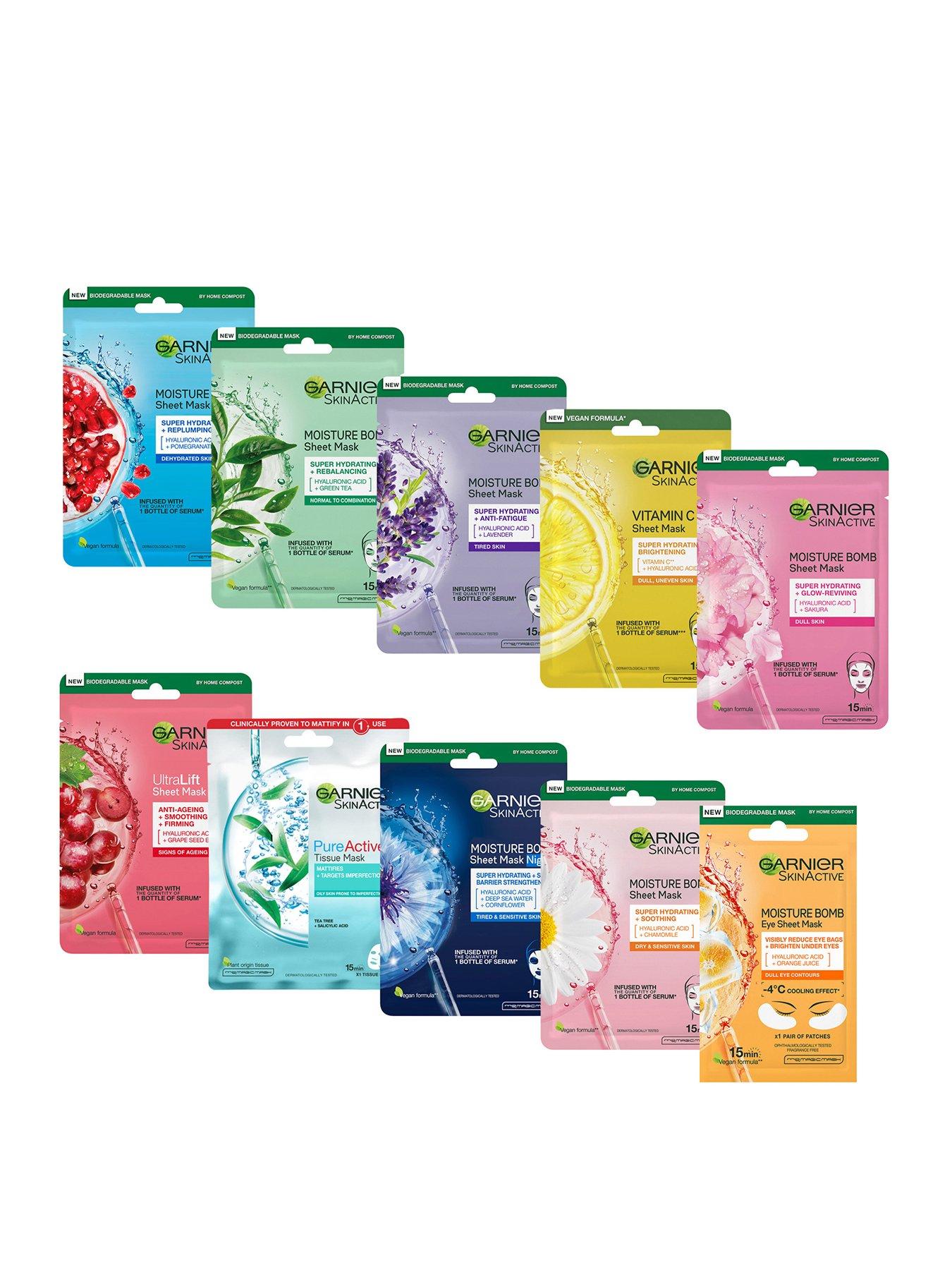 Garnier SkinActive Sheet Masks Complete Collection, Set of 10 Face ...