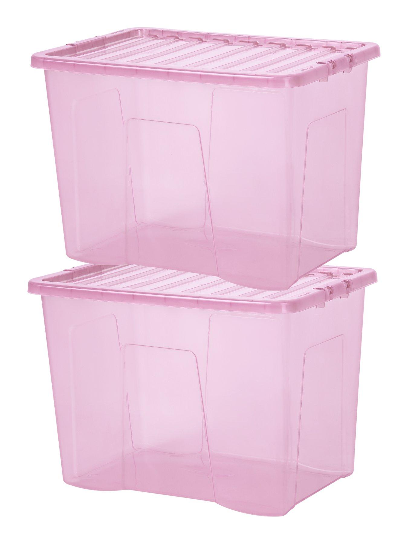 Wham Set of 2 Pink Crystal 80-Litre Plastic Storage Boxes | Very.co.uk