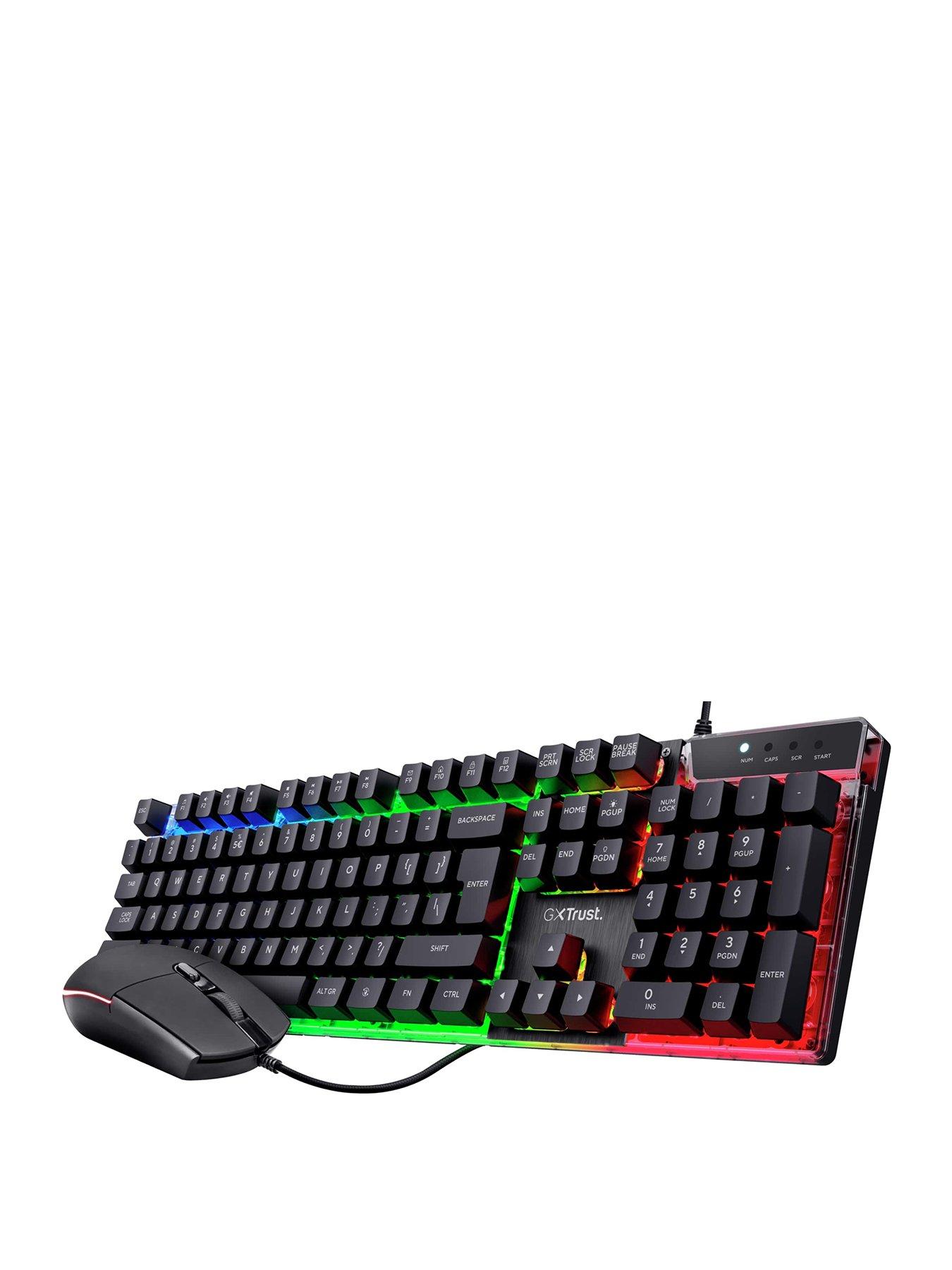 Trust GXT838 Azor Light Up RGB Gaming Keyboard and Mouse Set for PC ...