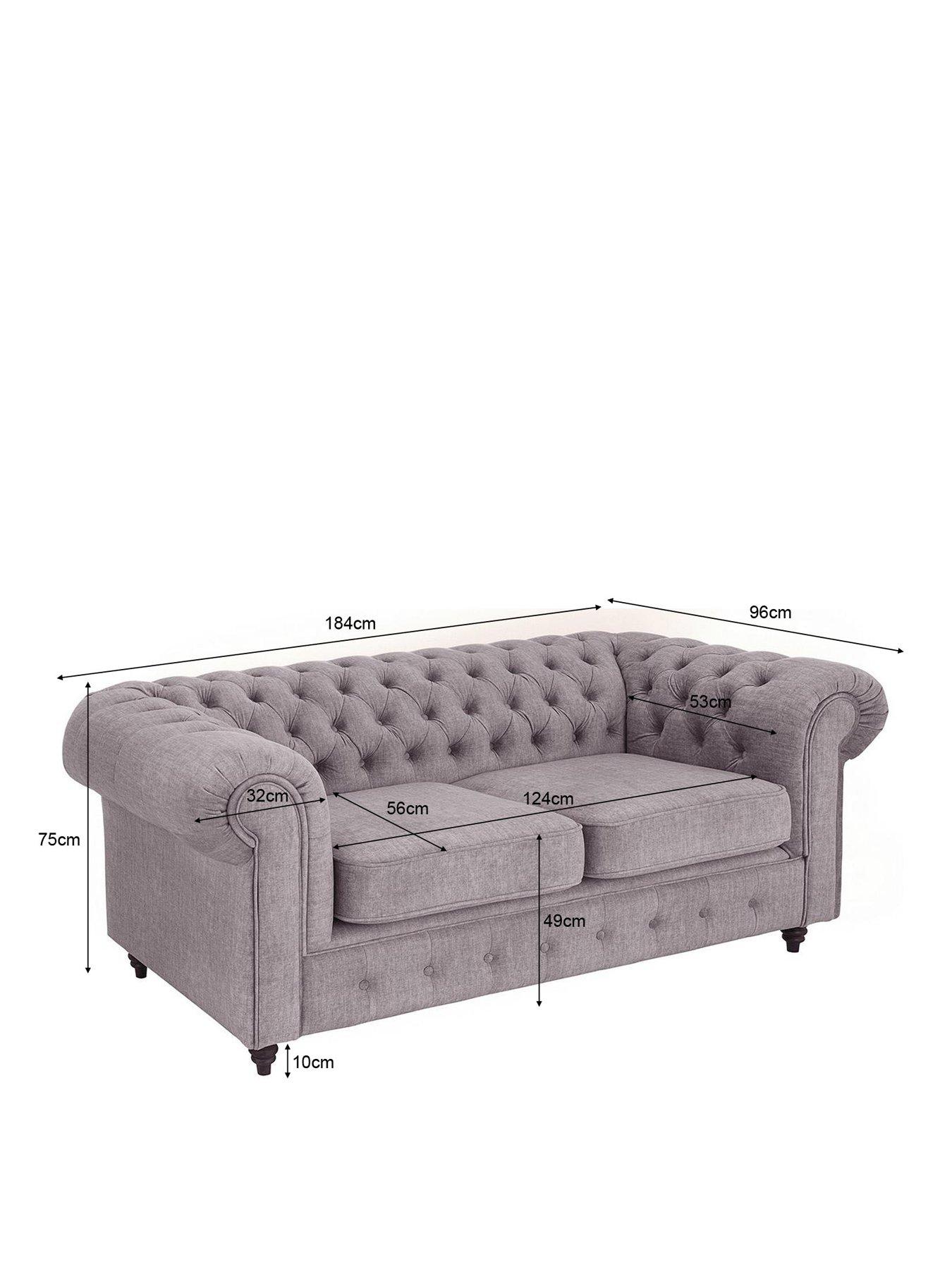 The Very Collection Laura Chesterfield Fabric 2 Seater Sofa - Grey ...