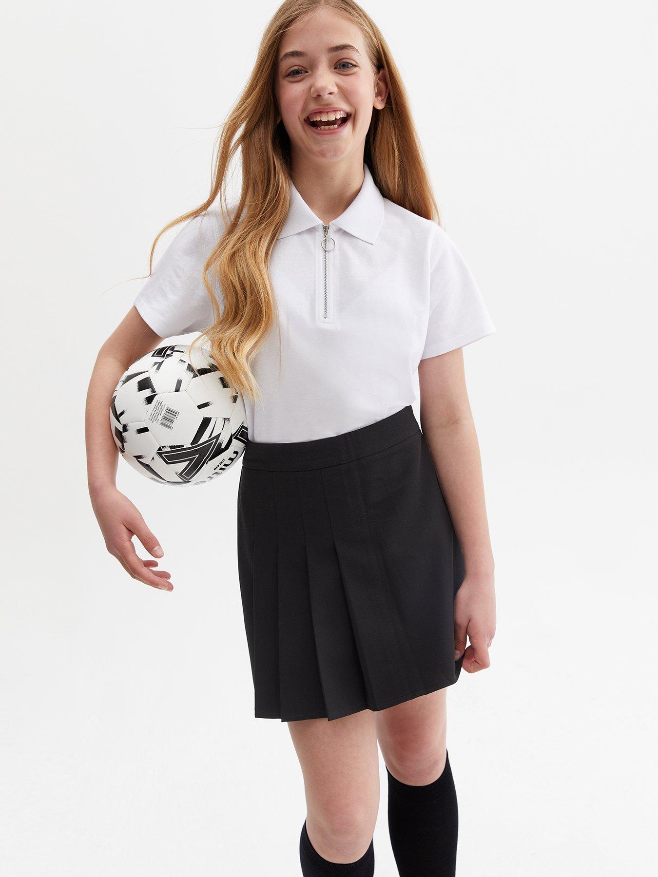 New Look 915 Girls White Piqué Zip Collar Polo Shirt | very.co.uk
