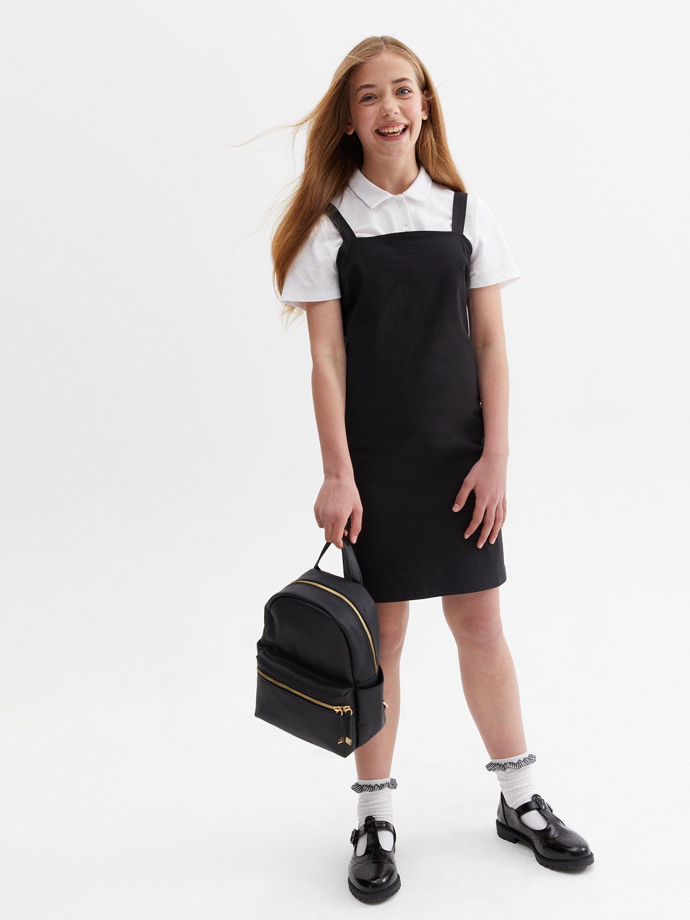 New Look 915 Girls Black 2 in 1 Pinafore Dress | very.co.uk