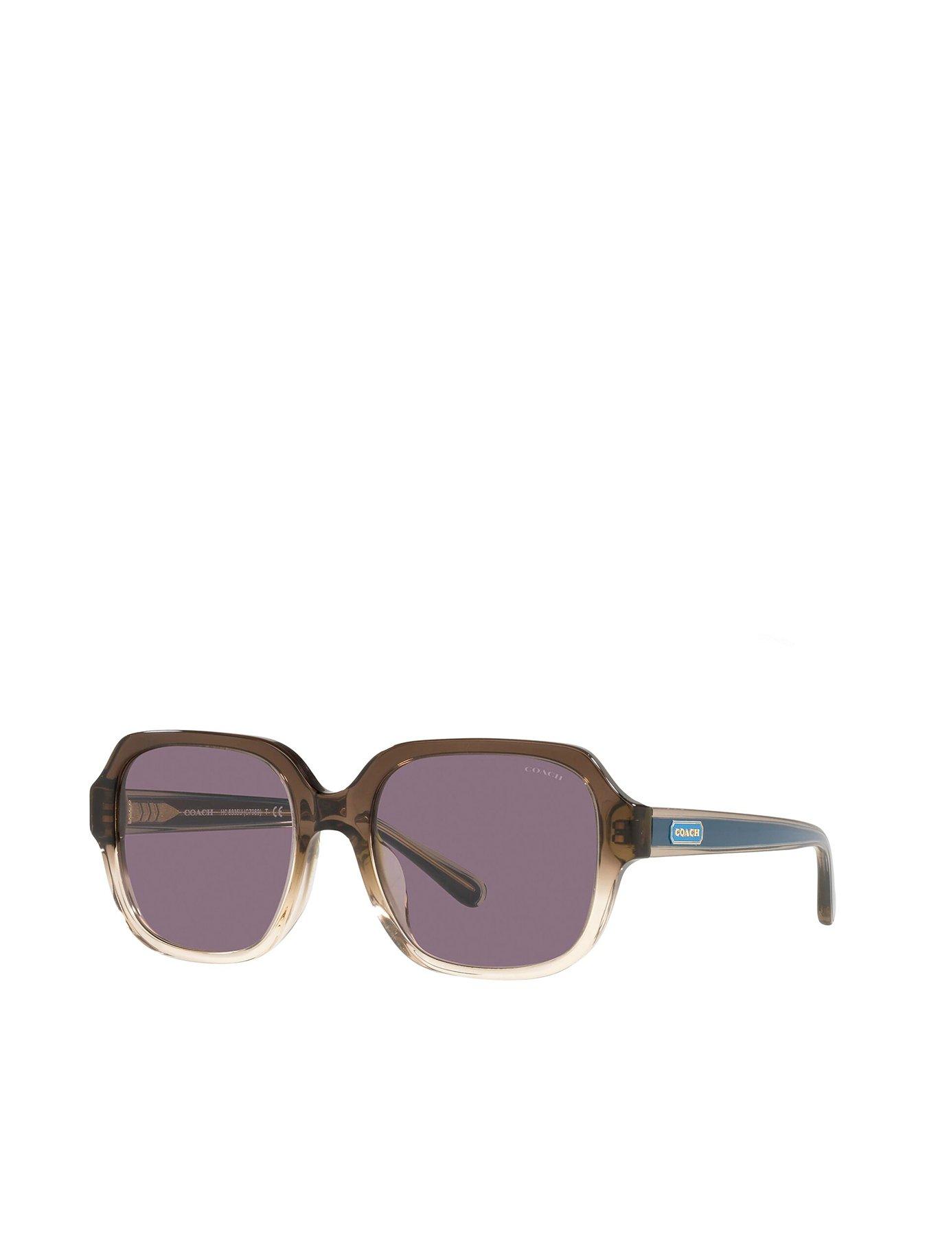COACH Transparent Brown Rectangle Sunglasses | Very