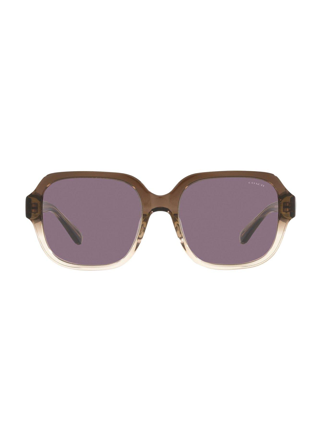 COACH Transparent Brown Rectangle Sunglasses | very.co.uk